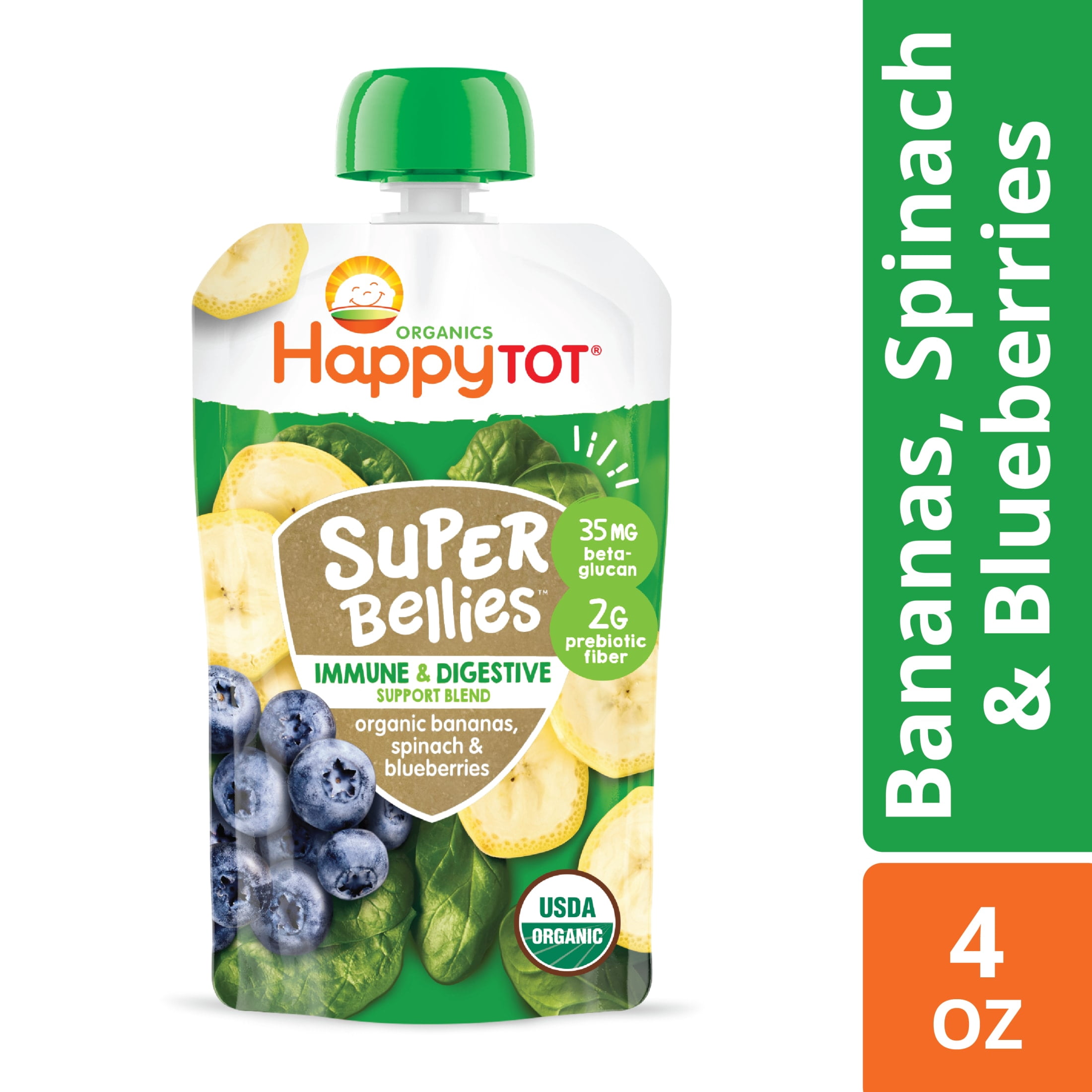 Happy Tot Super Bellies Stage 4 Organic Tot Food, Banana Spinach ...