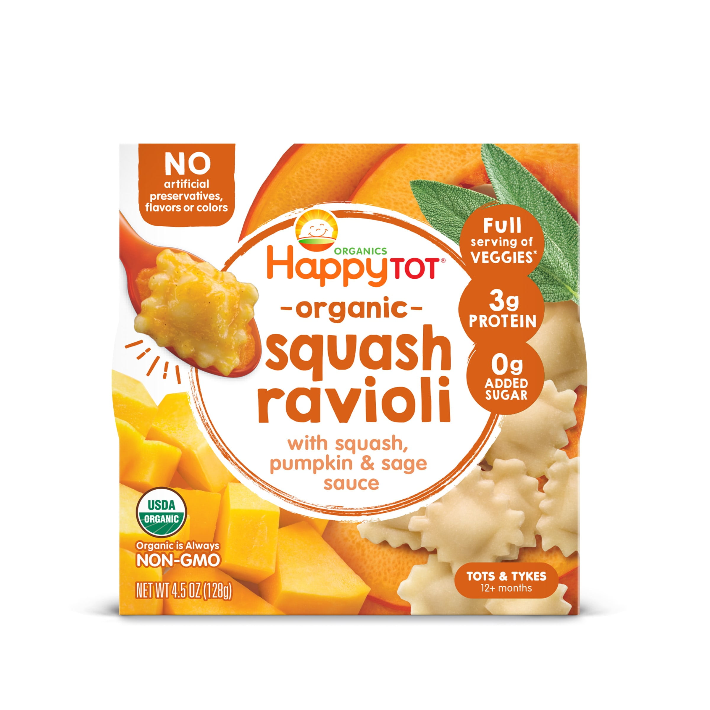 Happy Tot Organics, Toddler Mealtime Bowl, Organic Squash Ravioli with ...