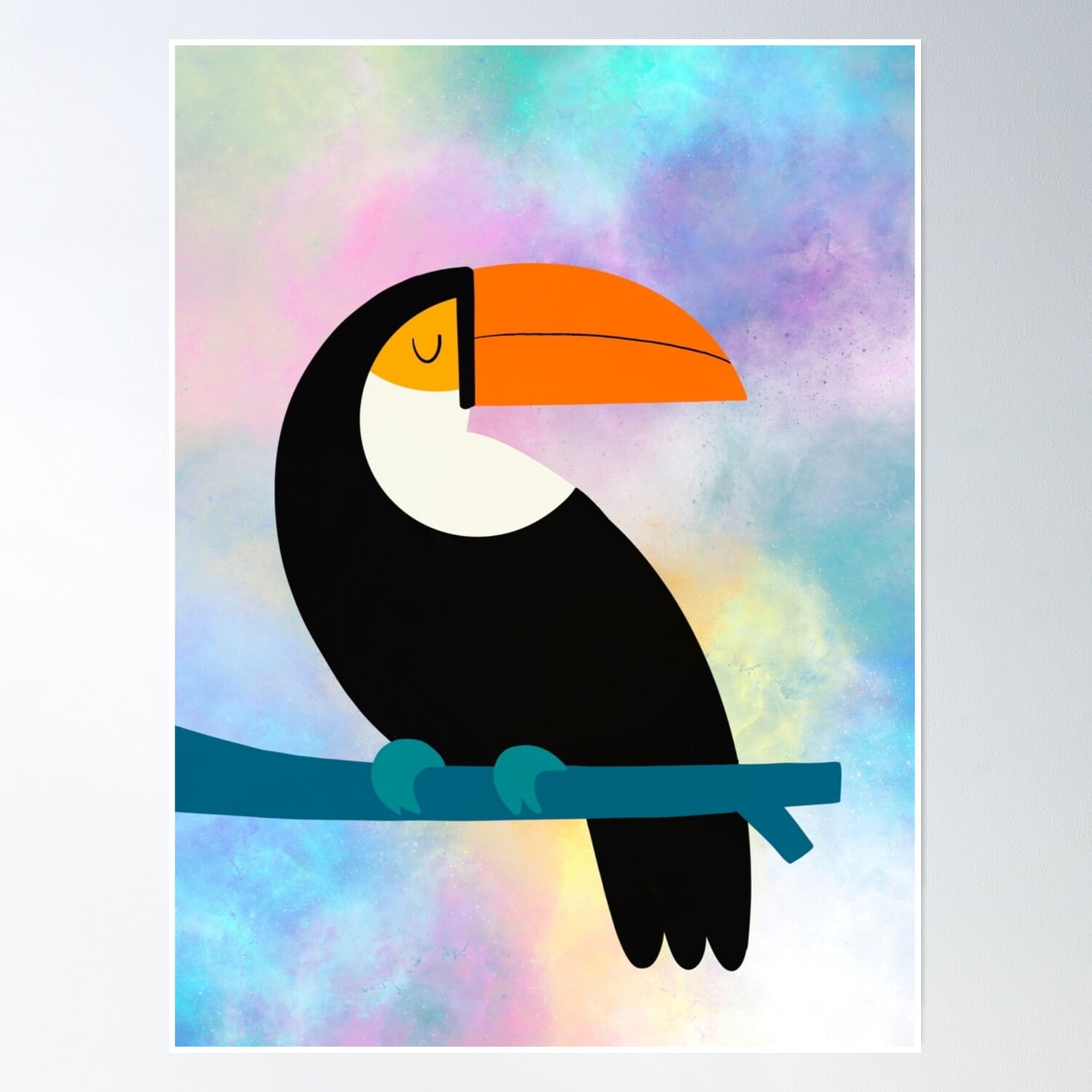 Happy Toucan On A Magical Colourful Background Poster Wall Art, Modern ...