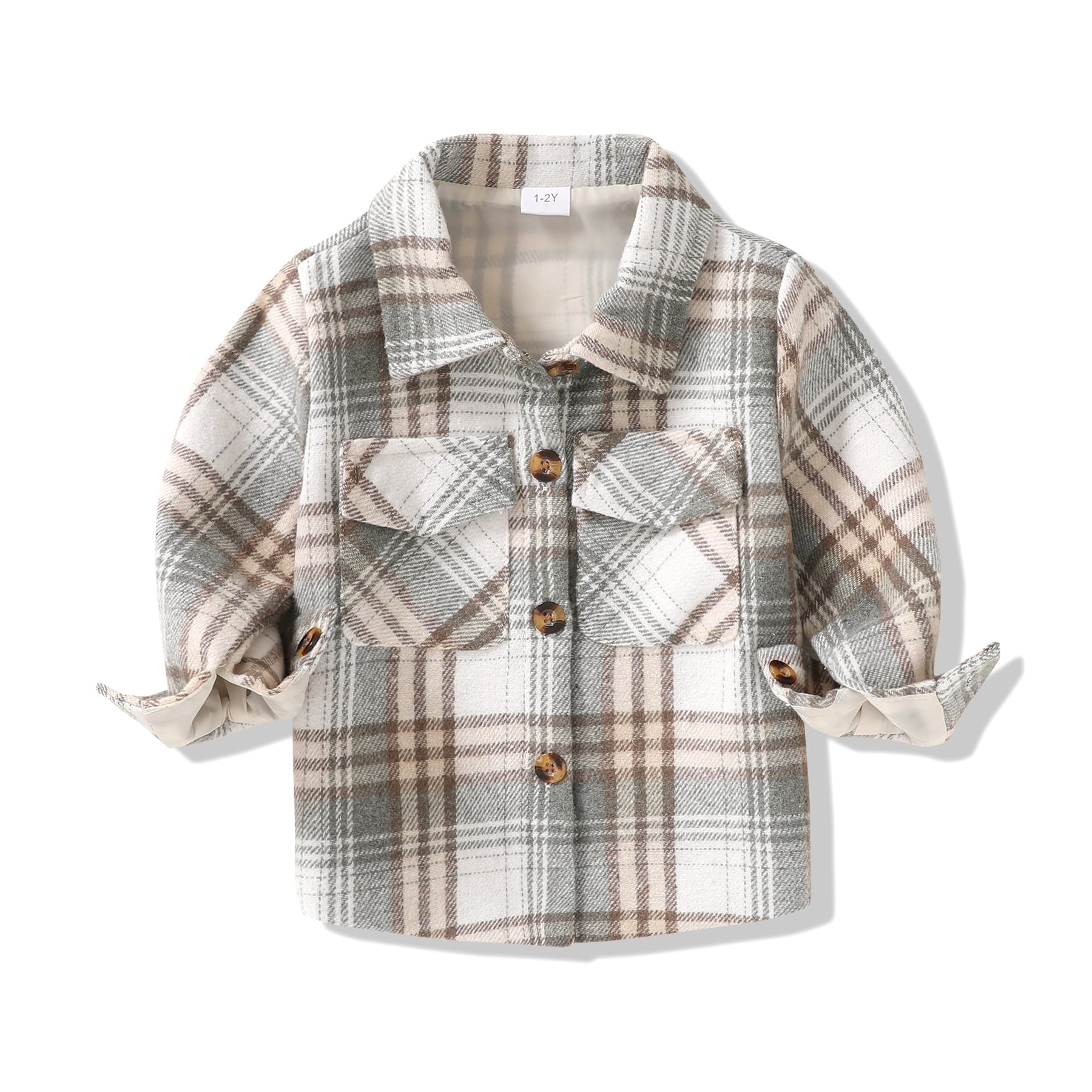 Happy Town Baby Boys Girls Plaid Flannel Jacket Long Sleeve Button Up ...