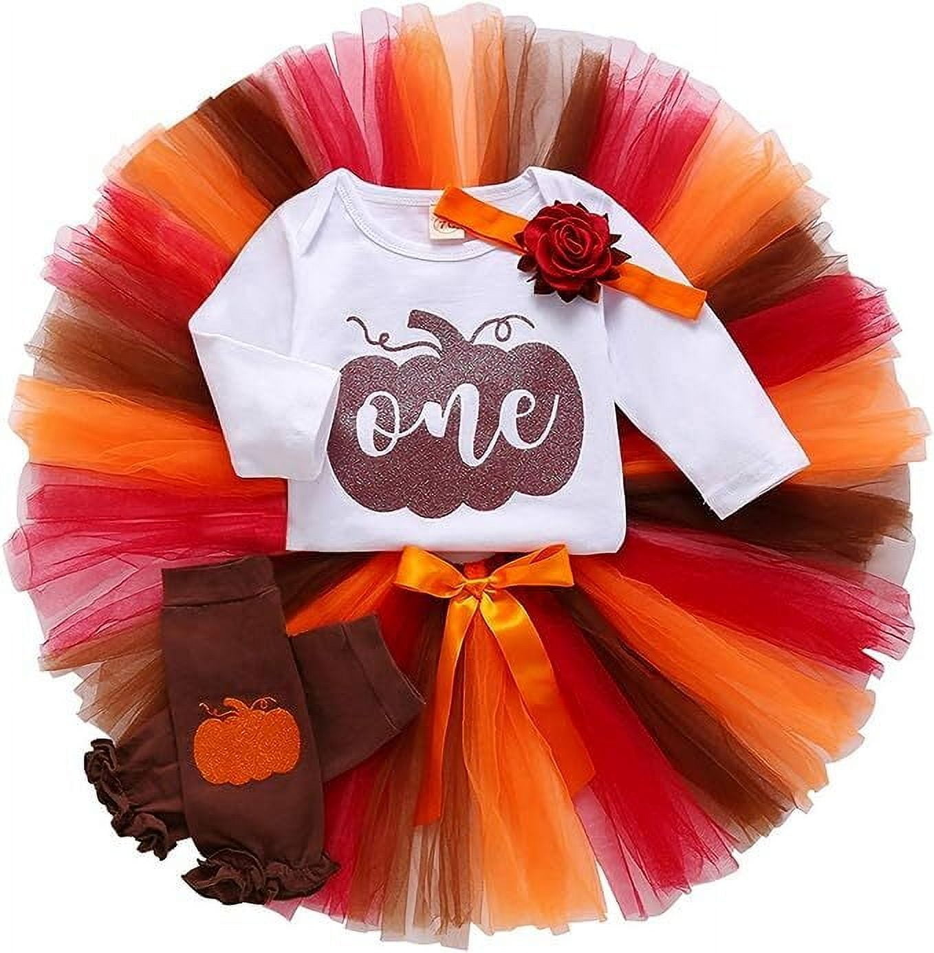 Happy Town Baby Girl Thanksgiving Outfits Pumpkin Long Sleeve Romper ...