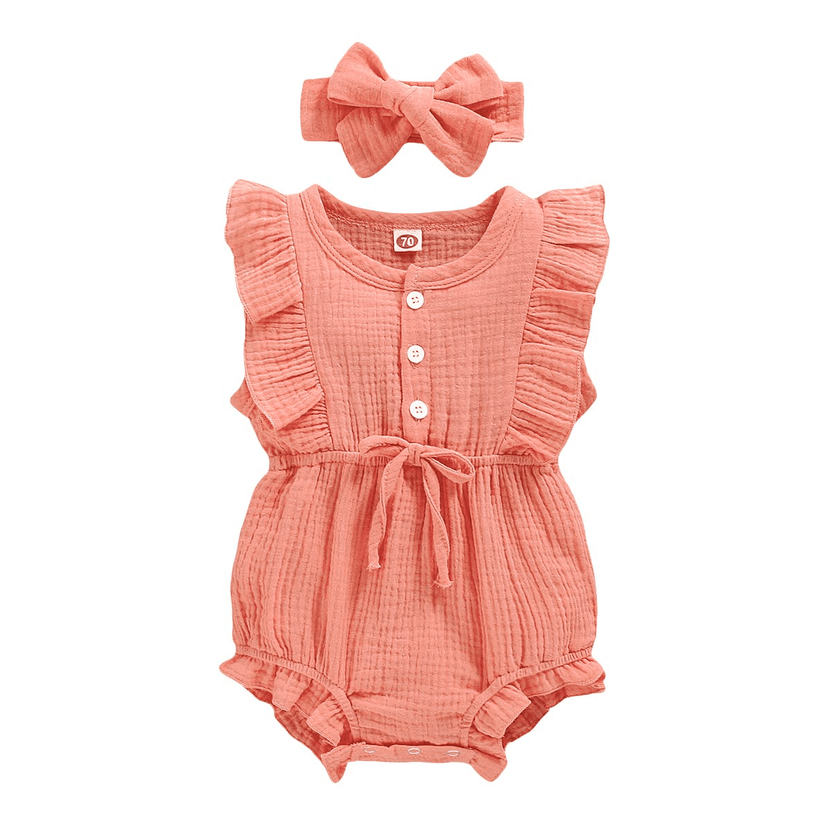 Happy Town Infant Baby Girls Summer Clotehs Ruffled Sleeveless Romper 0 ...