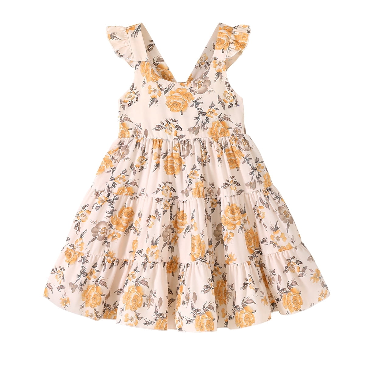 Happy Town Little Girls Sleeveless Dress Girls Ruffle Beach Dress for 3 ...