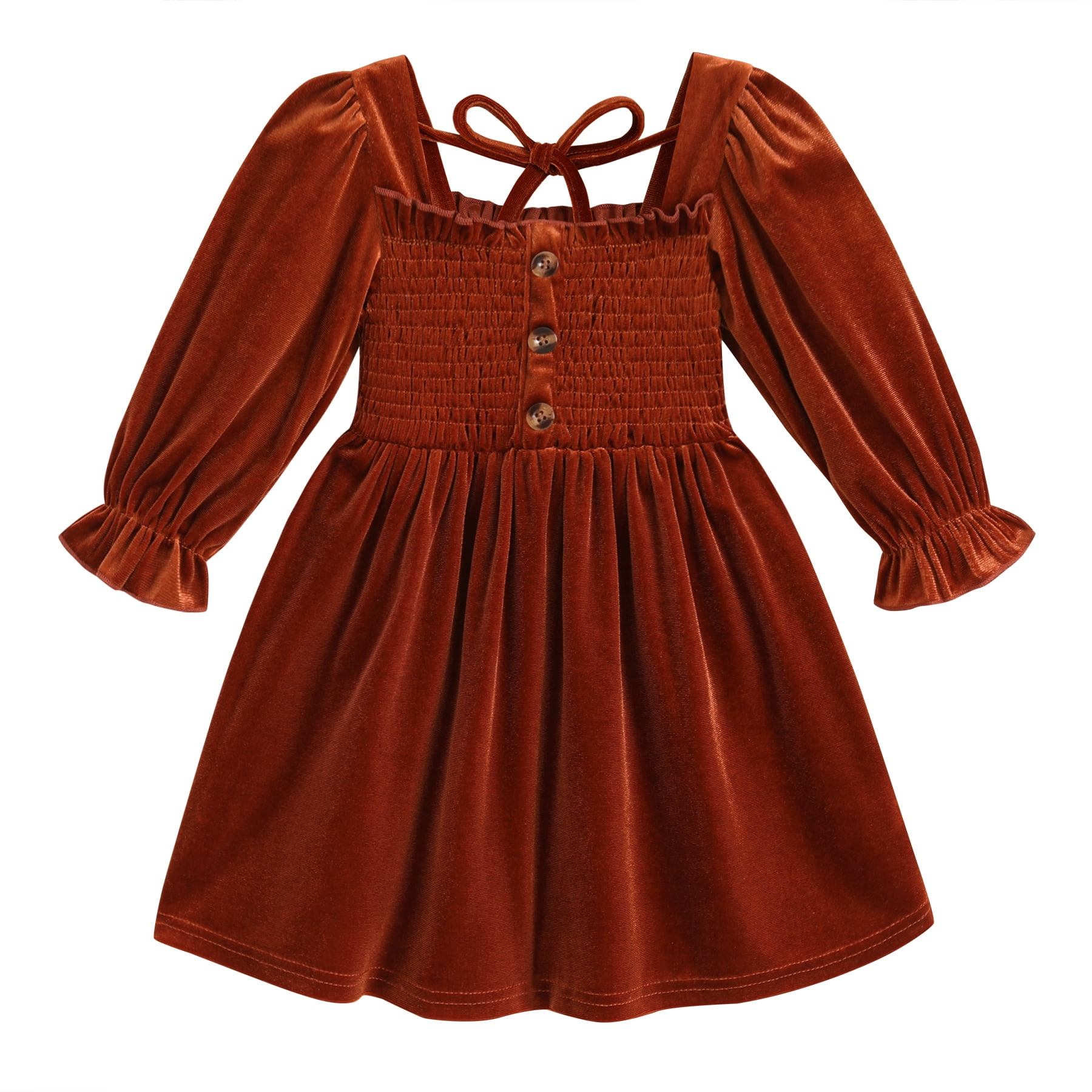 Happy Town Toddler Girl Fall Clothing Long Sleeve Dress Girl Solid ...