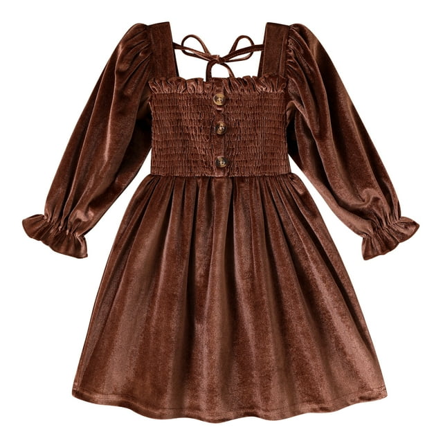 Happy Town Toddler Girl Fall Clothing Long Sleeve Dress Girl Solid ...