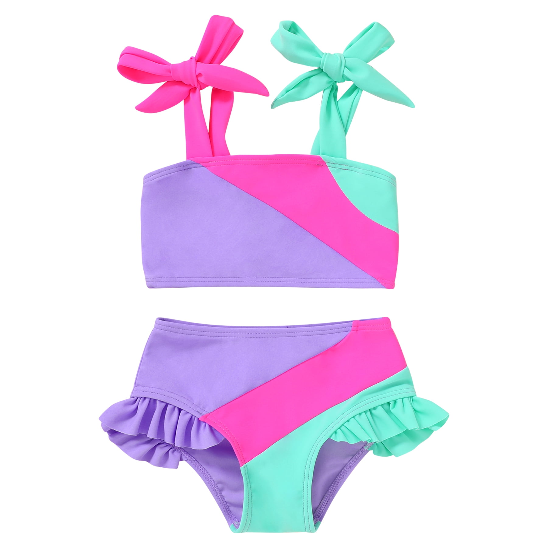 Happy Town Toddler Girls Two Pieces Swimsuit Color Block Beach Bathing ...