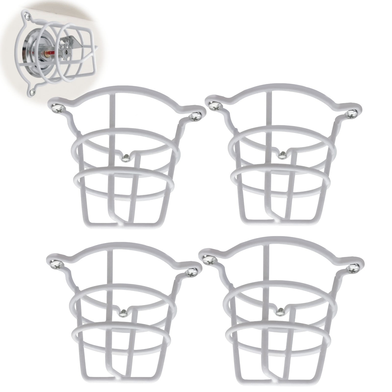 Happy Tree (4 Pack) White Fire Sprinkler Head Guard for Both 1/2" & 3/4 ...