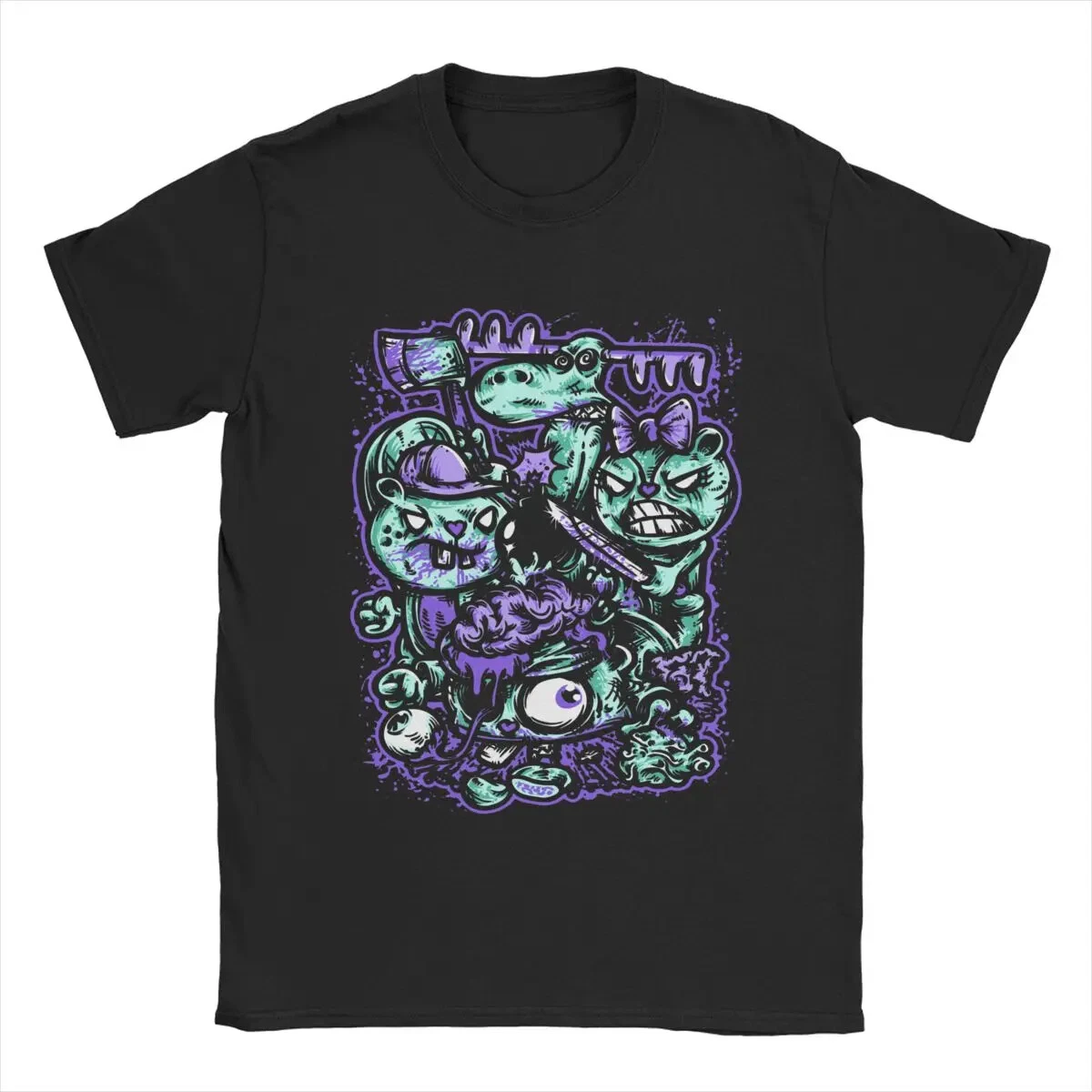Happy Tree Friends Families T-Shirt for Men Cartoon Leisure Cotton Tees ...