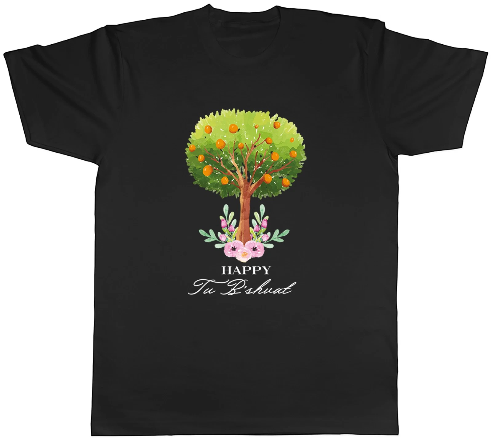 Happy Tu B'shvat Orange Tree Watercolor Design Unisex T-Shirt, S-5XL ...