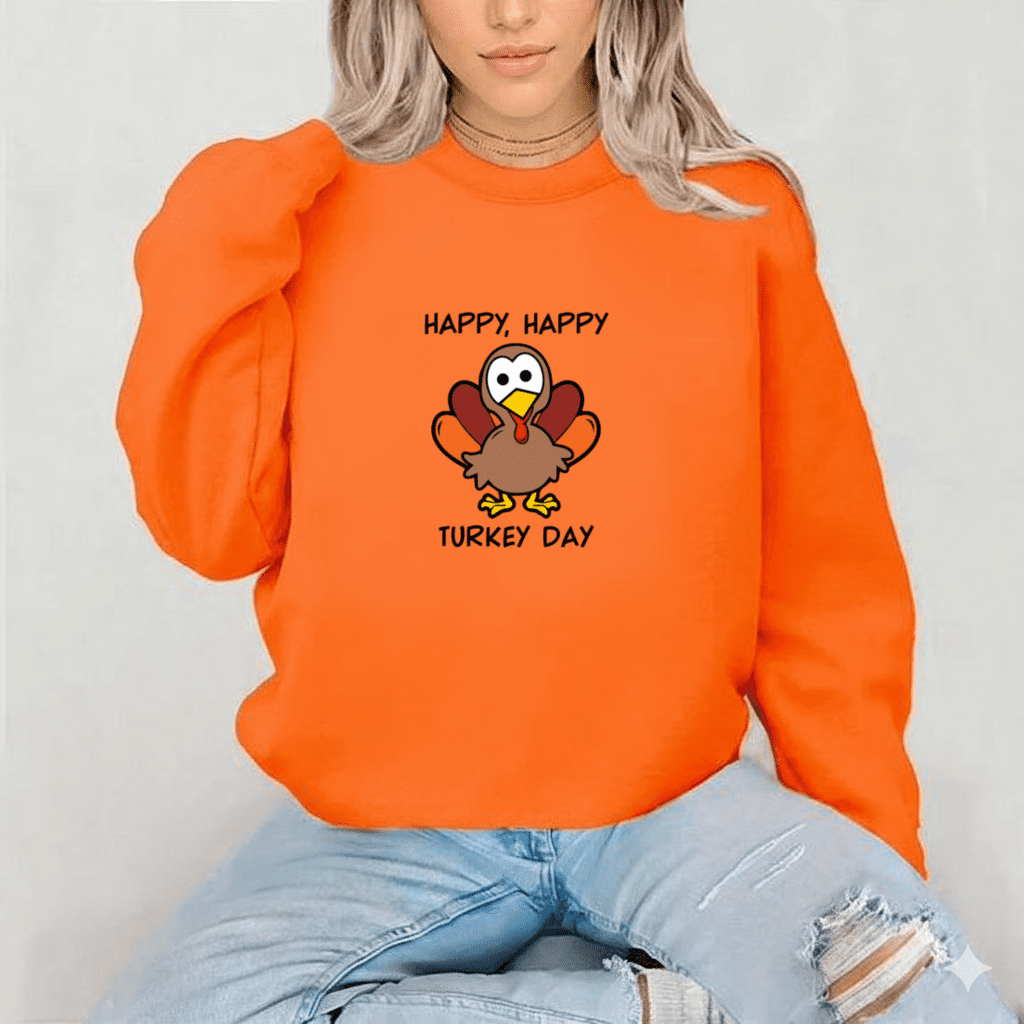 Happy Turkey Day Feast Celebration Holiday Family Graphic Sweatshirt ...