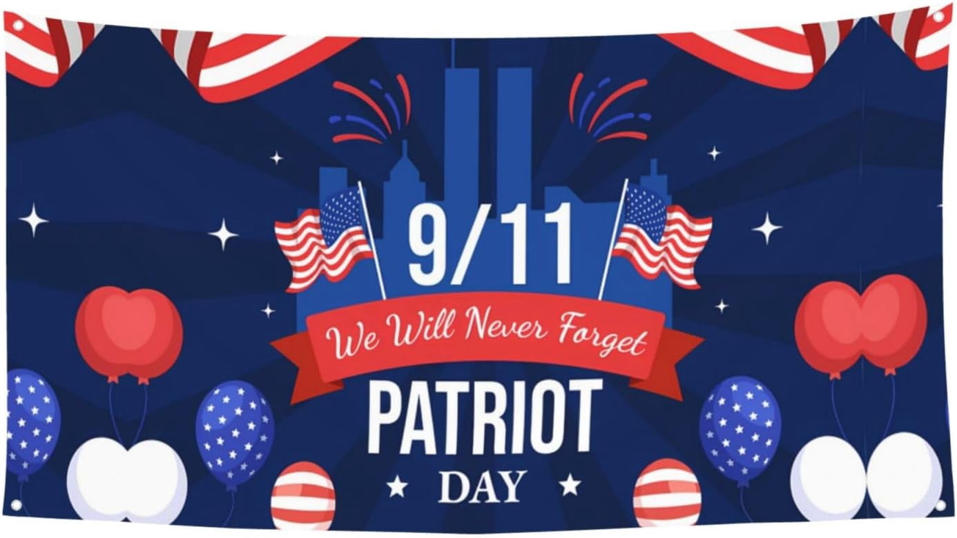 Happy USA Patriot Day with United States Flag 911 Banner Large ...