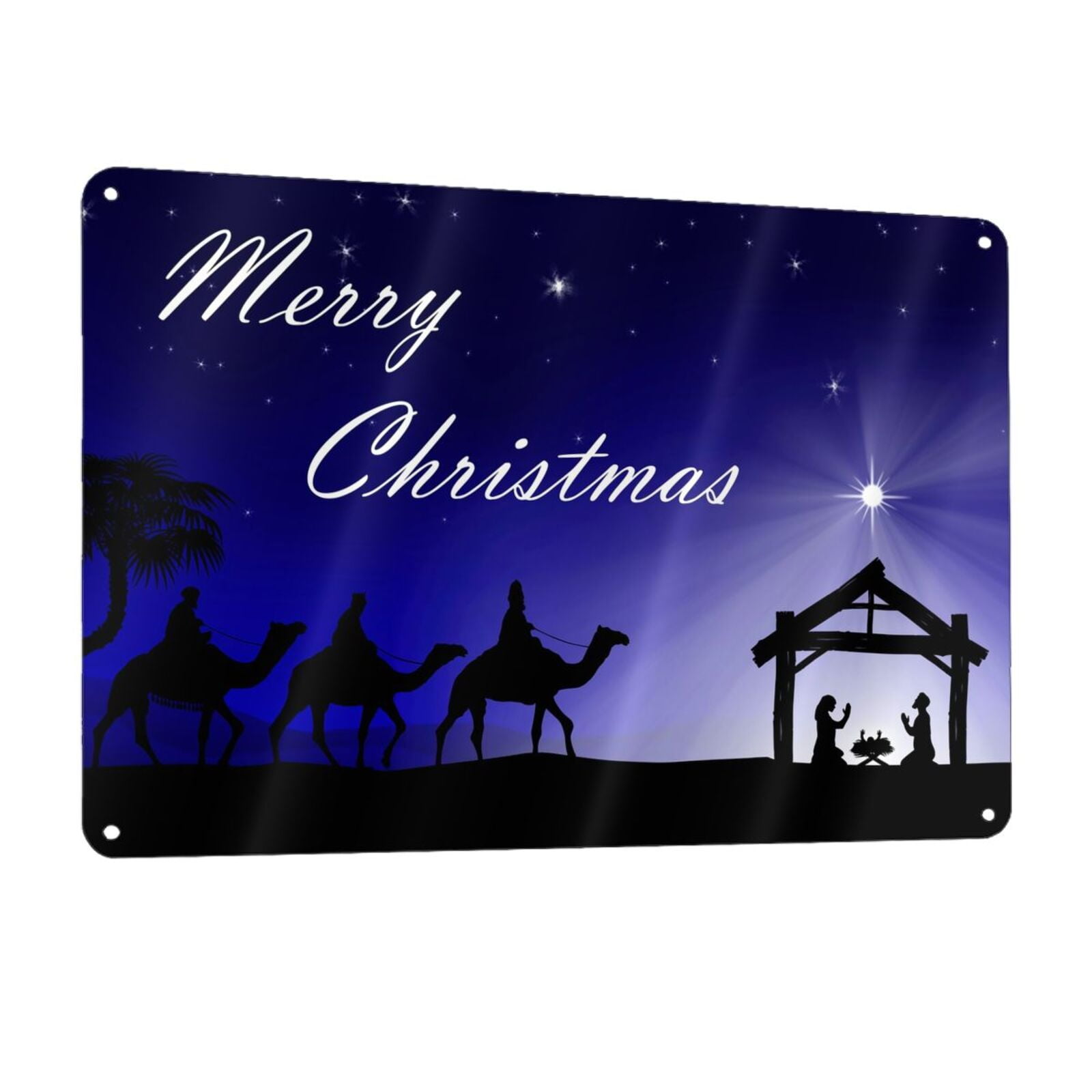 Christmas Christian Nativity Scene Pattern Sign 12x8in Indoor Outdoor ...