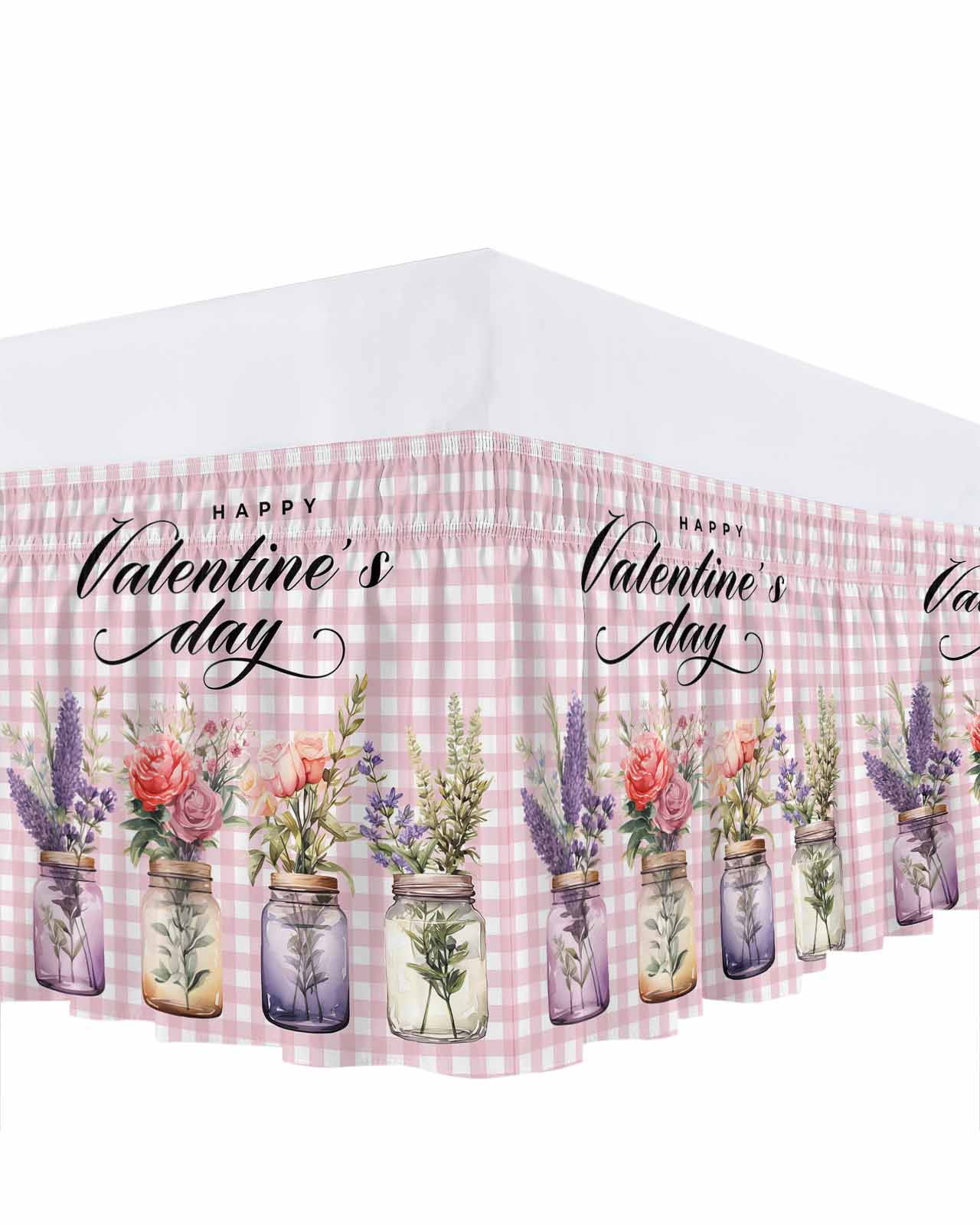 Happy Valentine's Bed Skirt California King Size 18 Inch Drop, Day ...