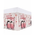 Happy Valentine's Bed Skirt King Size 18 Inch Drop, Pink Penguin Day ...