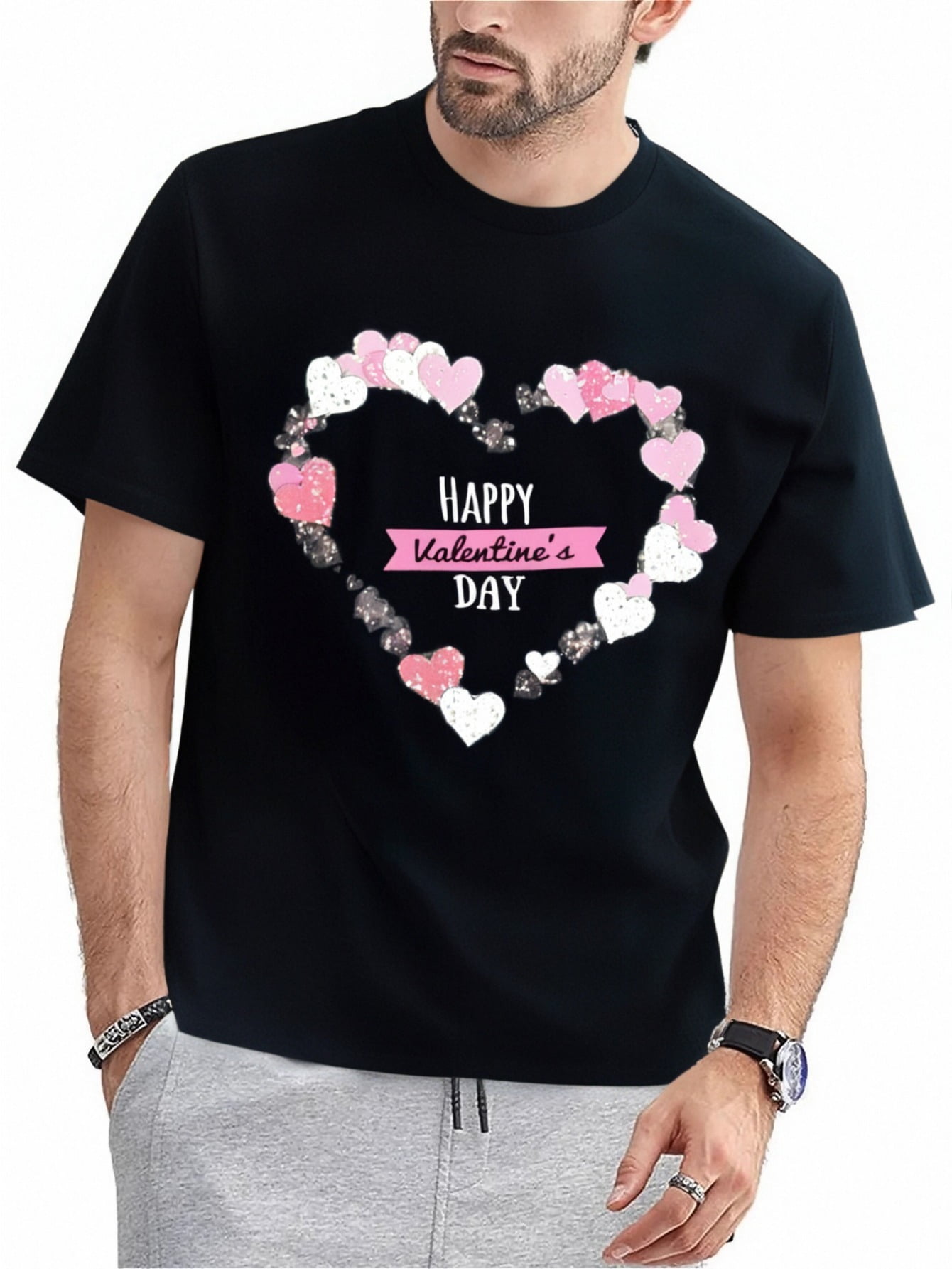 Happy Valentine's Cool Retro Heart Men Women Kid T-Shirt Casual Print ...