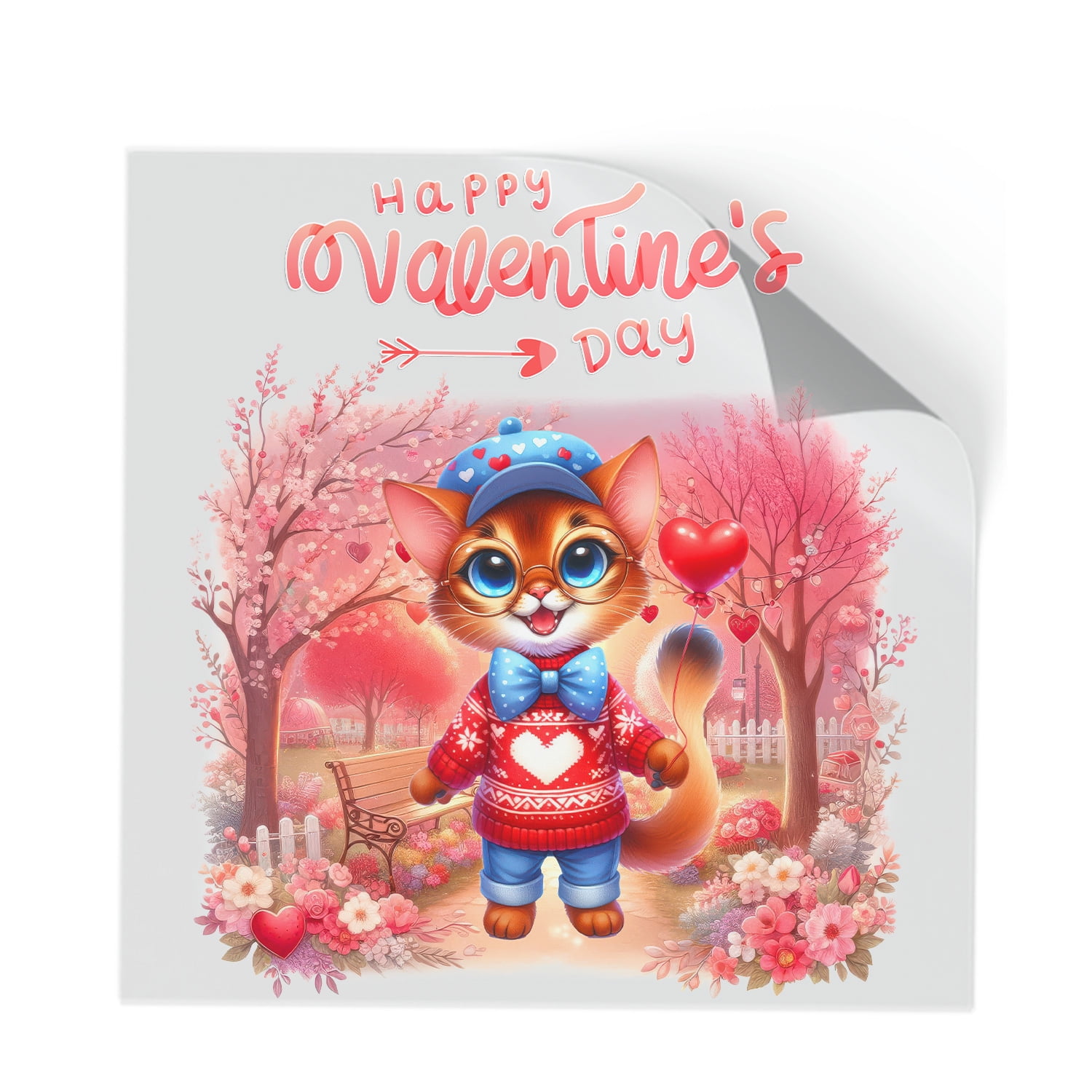 Happy Valentine’s Day Adorable Abyssinian Kitten Holding Heart Balloon ...