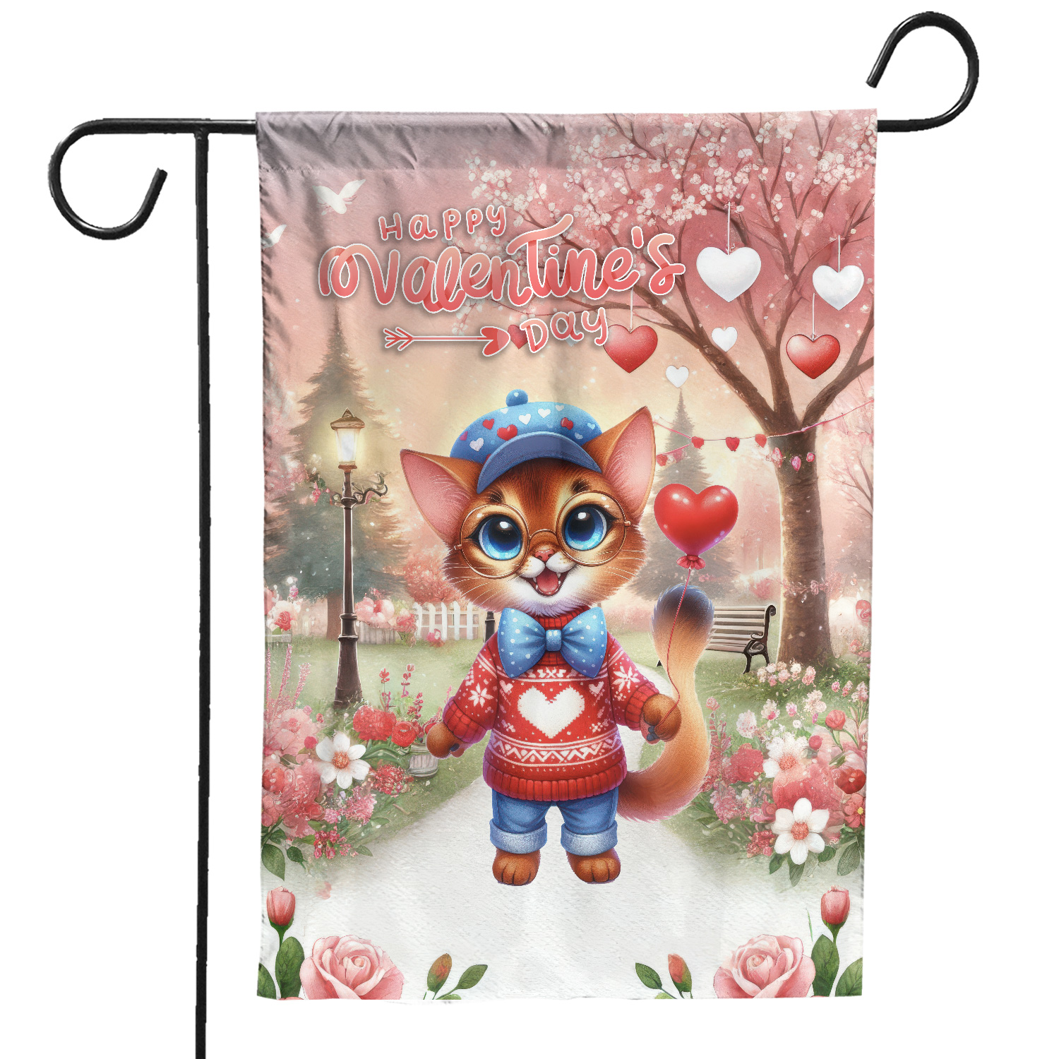 Happy Valentine’s Day Adorable Abyssinian Kitten Holding Heart Balloon ...
