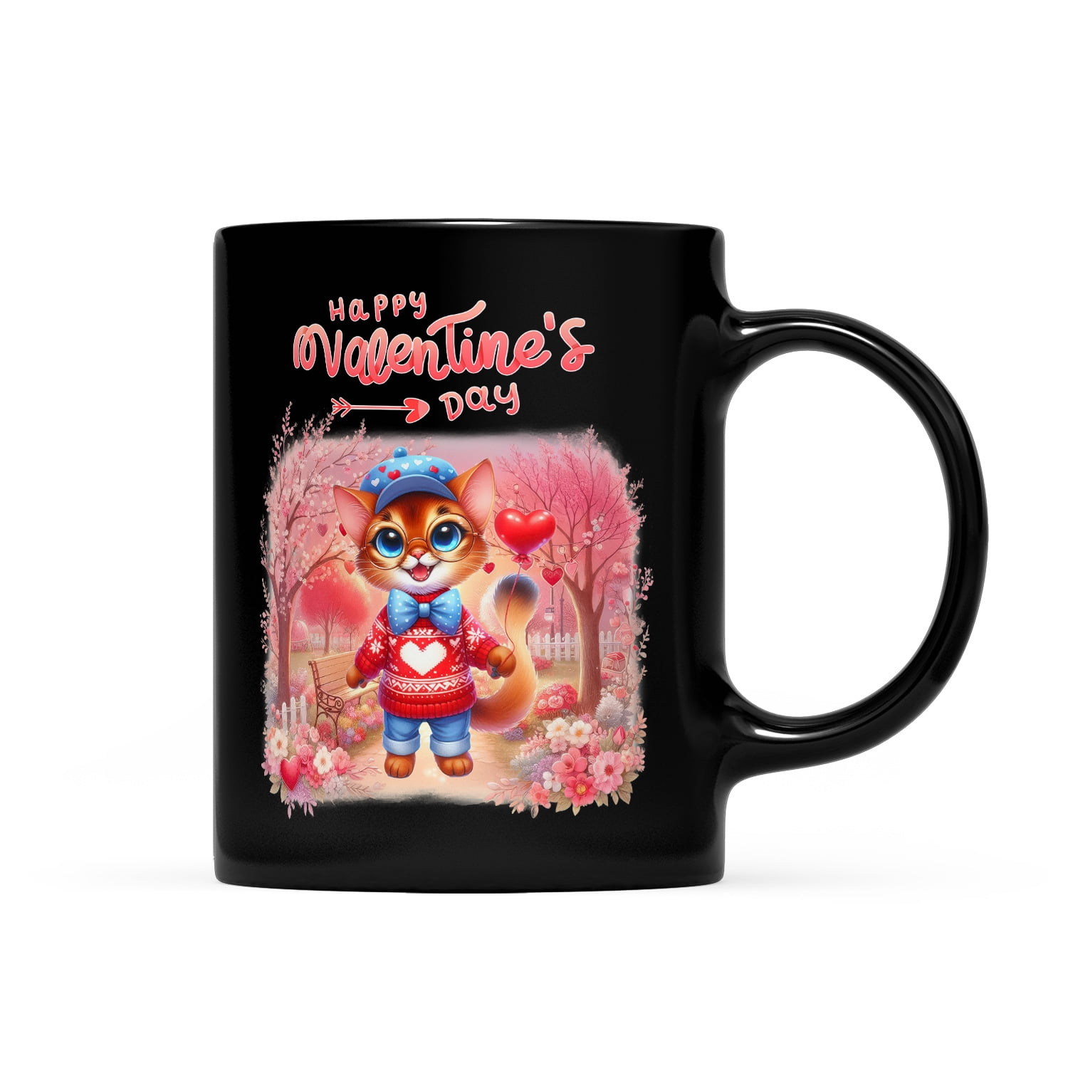 Happy Valentine’s Day Adorable Abyssinian Kitten Holding Heart Balloon ...