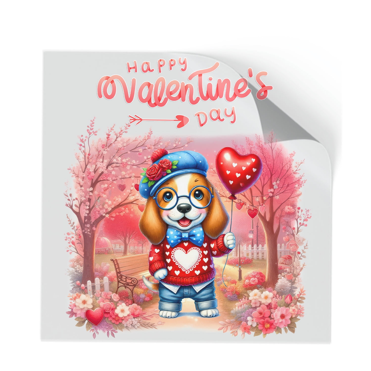 Happy Valentine’s Day Adorable Basset Hound Puppy Holding Heart Balloon ...