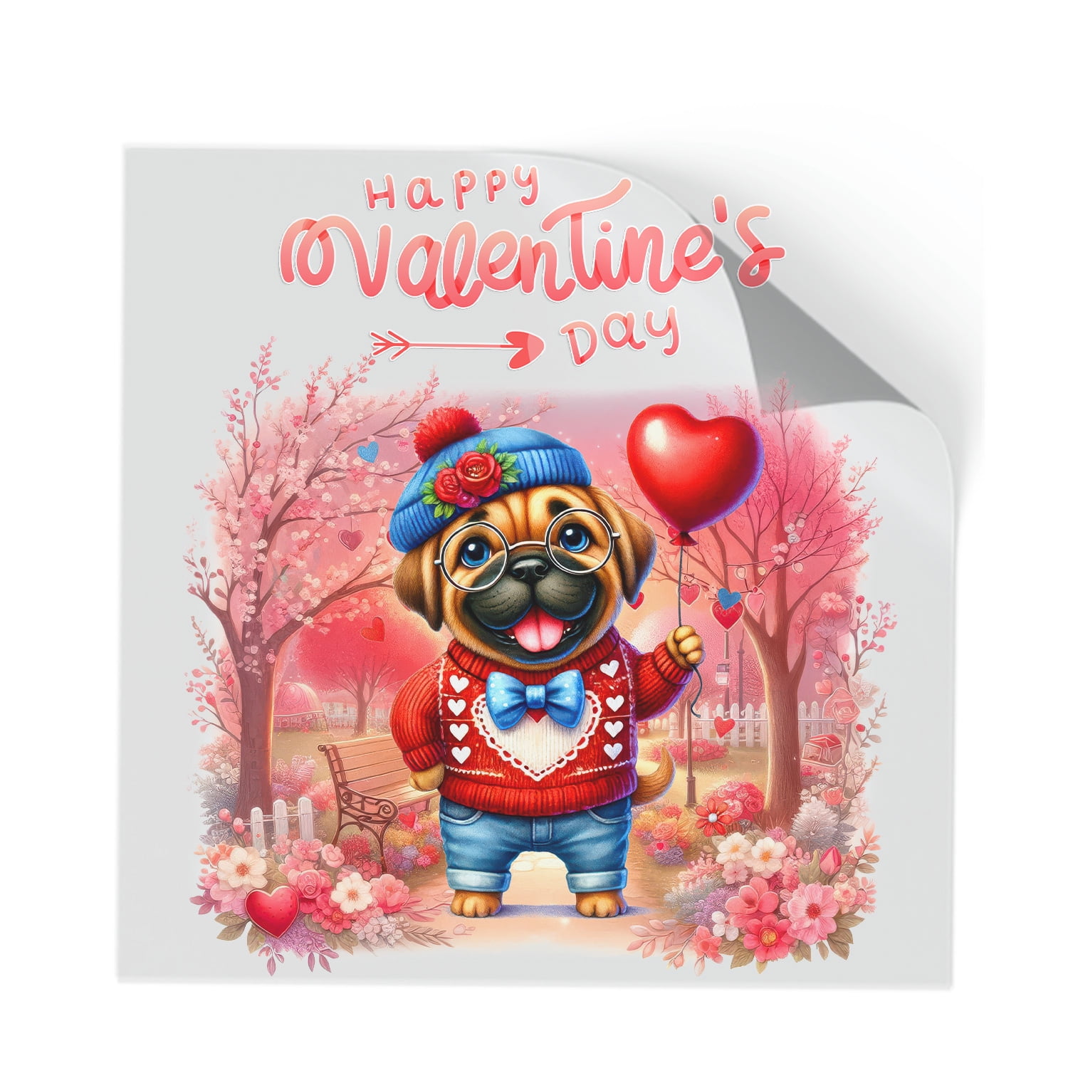 Happy Valentine’s Day Adorable Mastiff Puppy Holding Heart Balloon ...