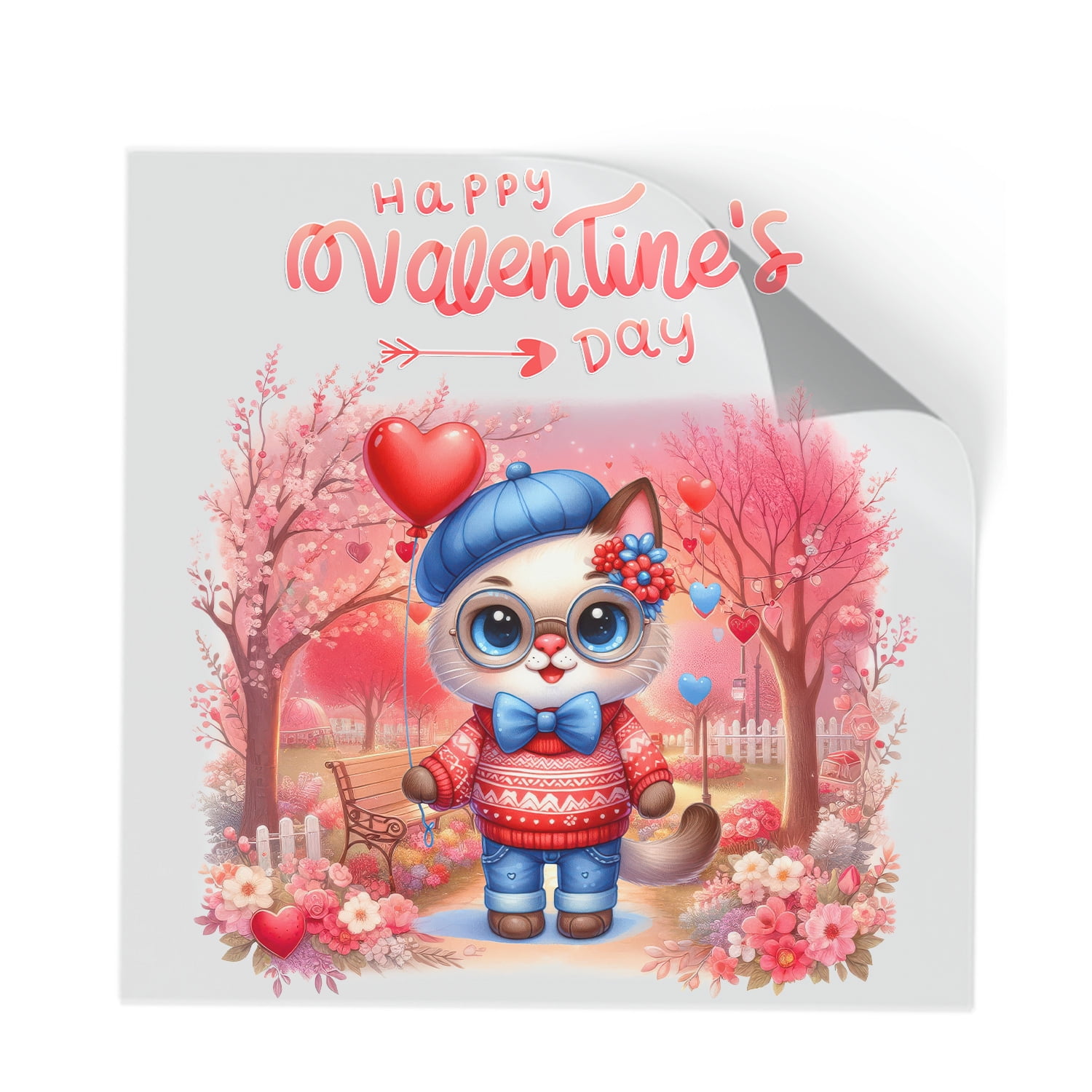 Happy Valentine’s Day Adorable Siamese Kitten Holding Heart Balloon ...