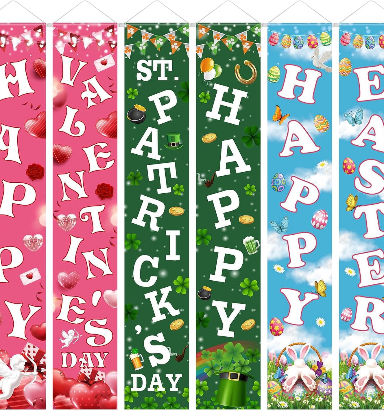 Happy Valentine's Day Banners Porch Door Decorations St. Patrick's Day ...