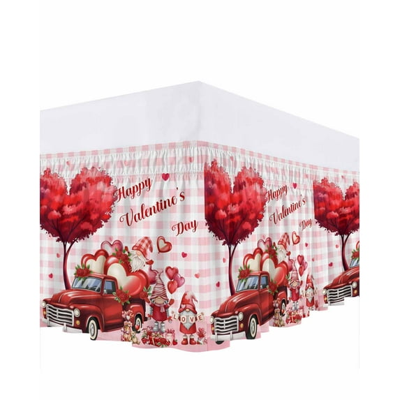 Happy Valentine's Day Bed Skirt California King Size 18 Inch Drop, Love ...
