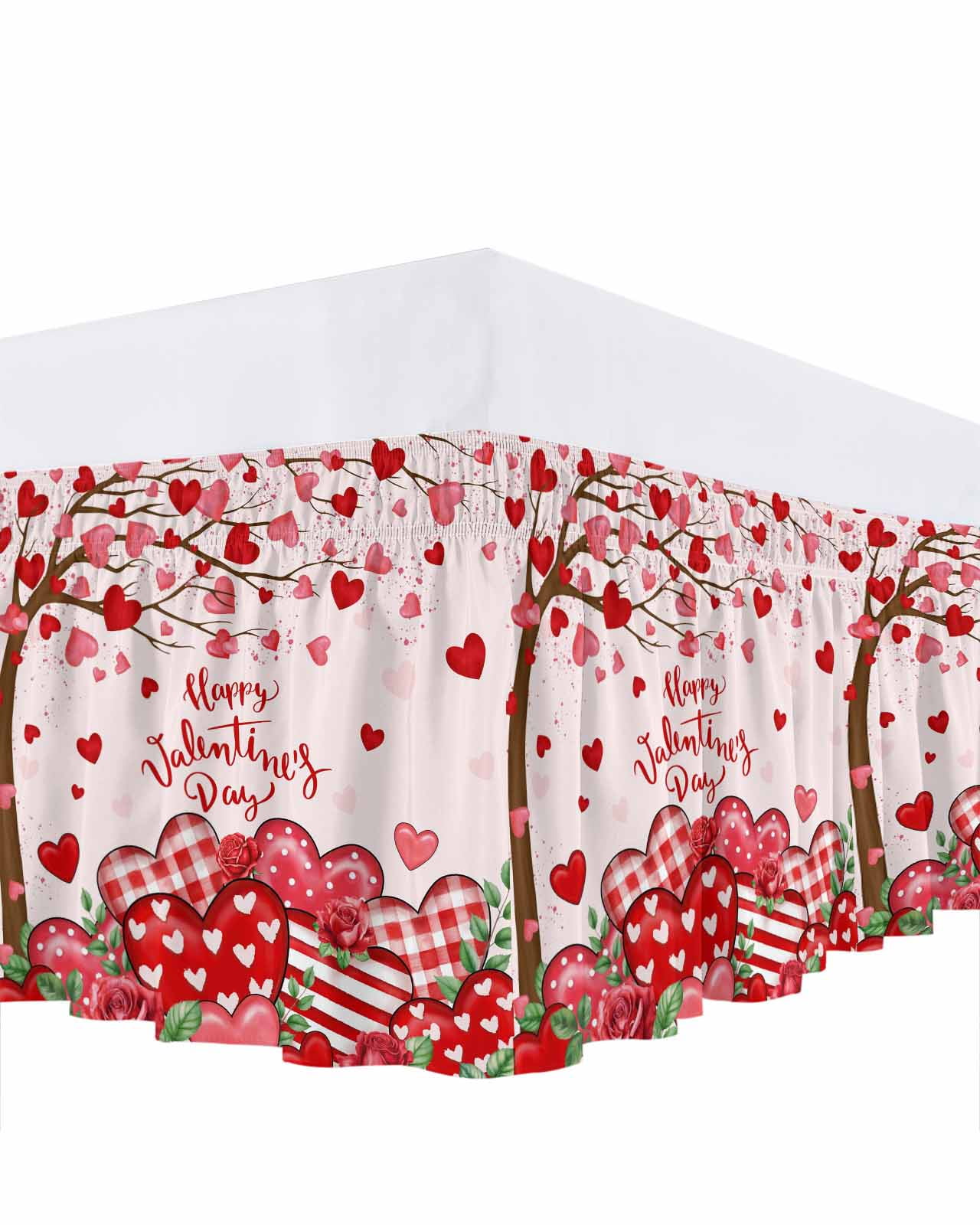 Happy Valentine's Day Bed Skirt California King Size 18 Inch Drop, Red ...