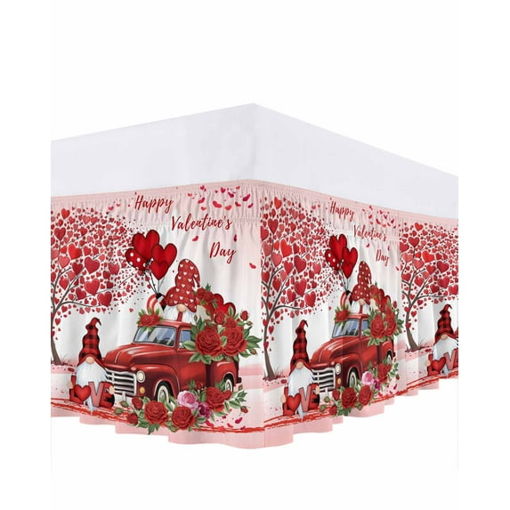 Happy Valentine's Day Bed Skirt King Size 16 Inch Drop, Love Tree Dwarf ...