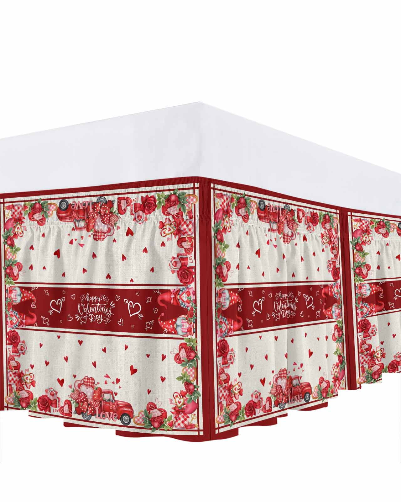 Happy Valentine's Day Bed Skirt King Size 18 Inch Drop, Vintage Red ...