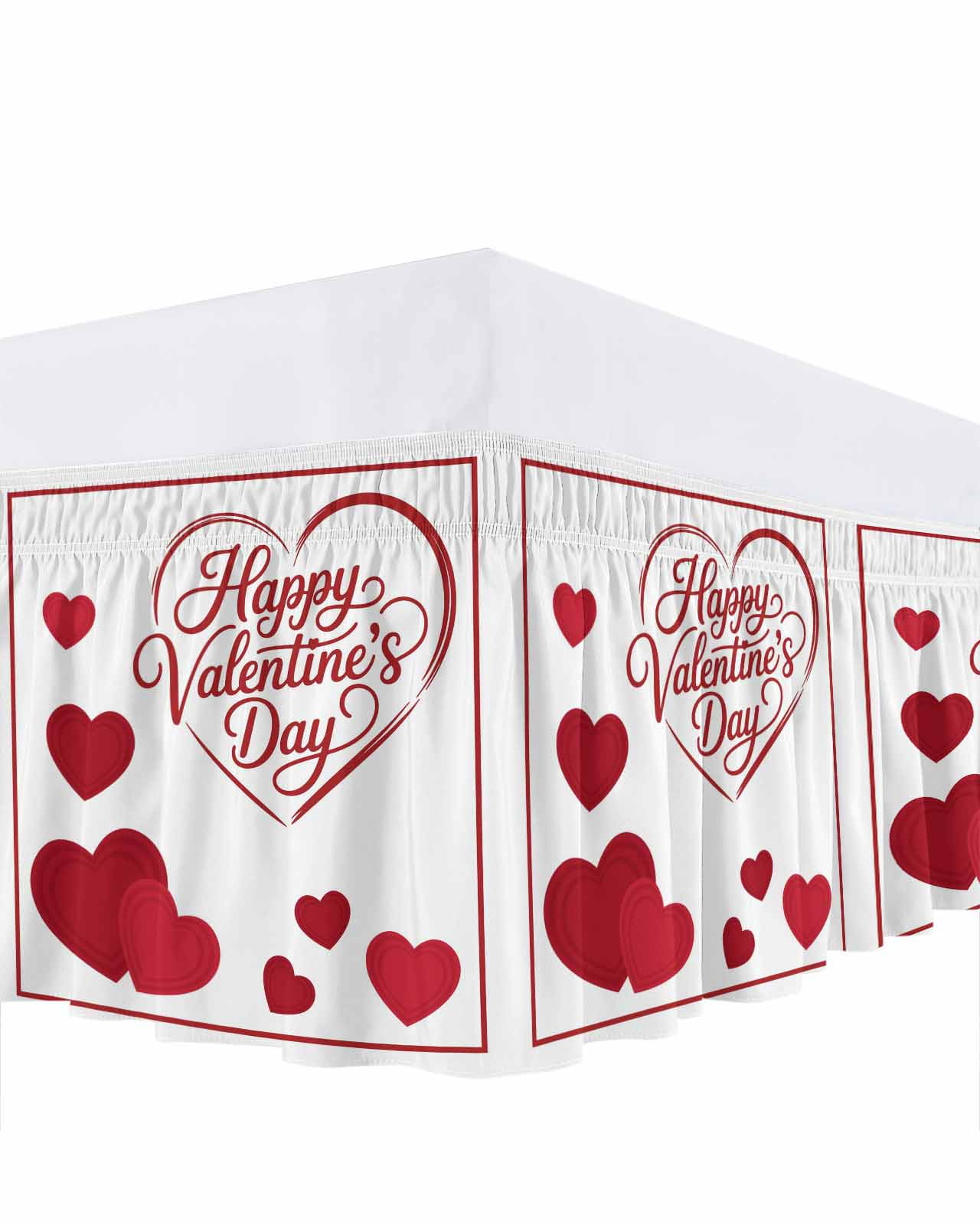 Happy Valentine's Day Bed Skirt Queen Size 16 Inch Drop, Modern Red ...