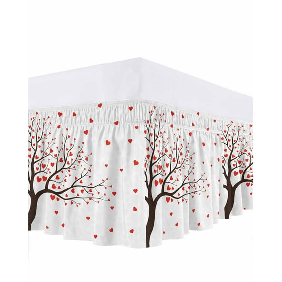 Happy Valentine's Day Bed Skirt Queen Size 16 Inch Drop, Modern Simple ...
