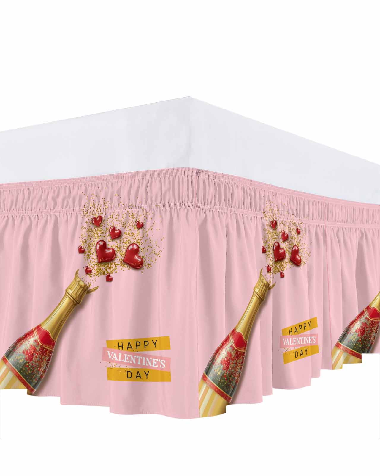 Happy Valentine's Day Bed Skirt Queen Size 16 Inch Drop, Romantic Red ...