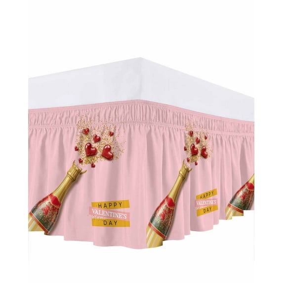 Happy Valentine's Day Bed Skirt Queen Size 18 Inch Drop, Romantic Red ...