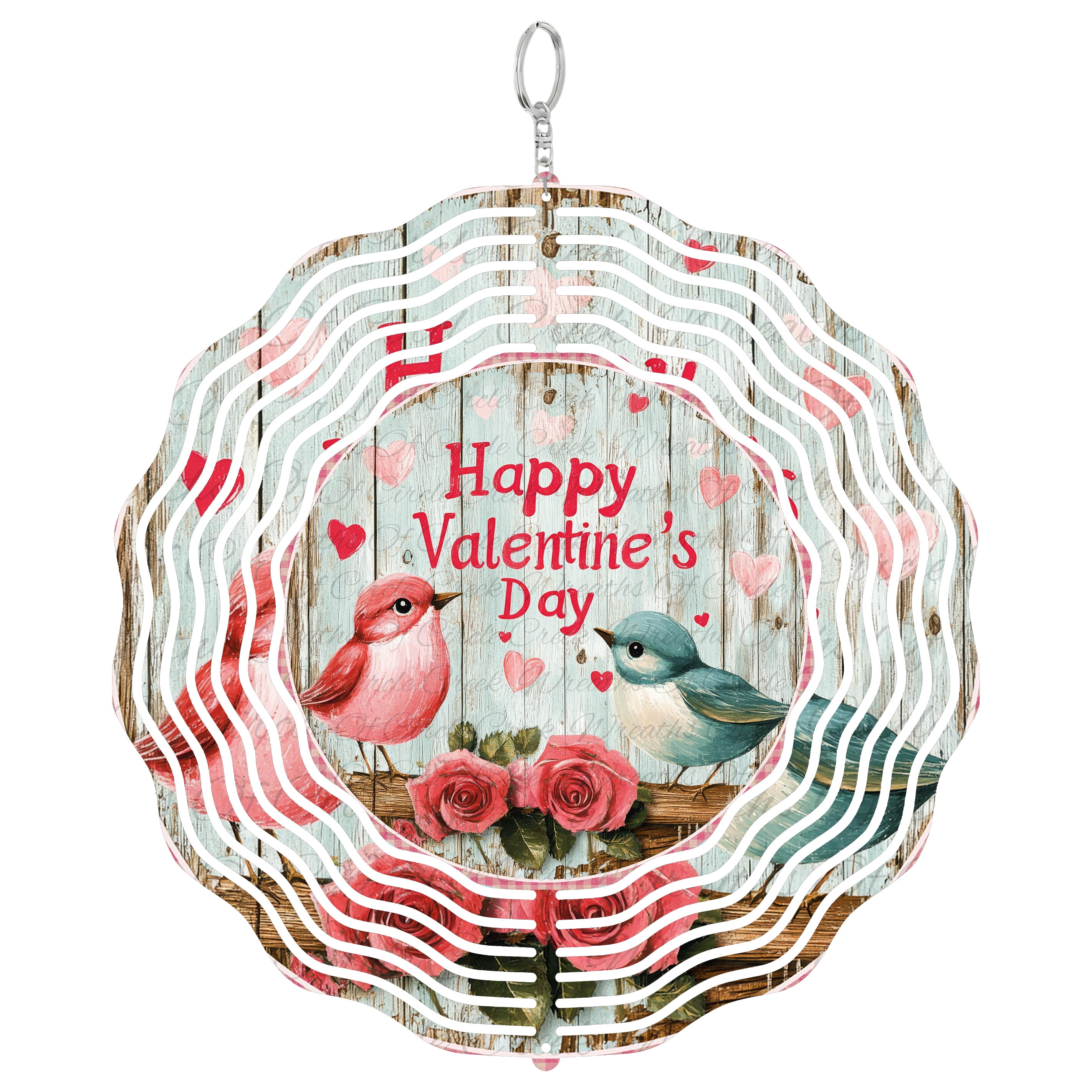 Happy Valentine's Day Birds 3D Wind Spinner, UV Printed Tinplate ...