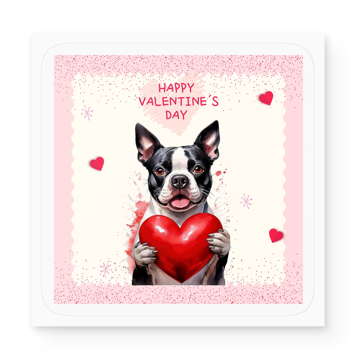 Happy Valentine's Day Boston Terrier Brings Love Heart Vinyl Sticker ...