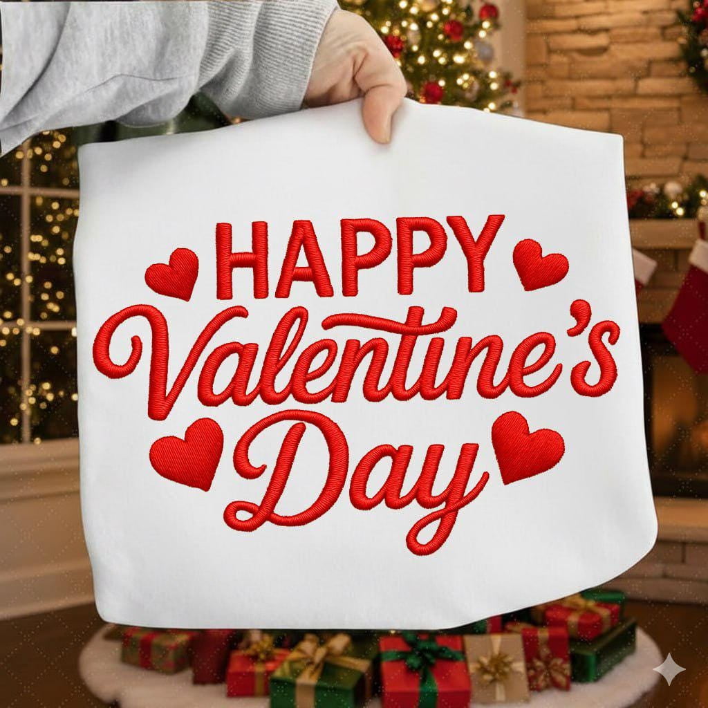 Happy Valentine’s Day Design, Pink Hearts XOXO Embroidery Patterns ...
