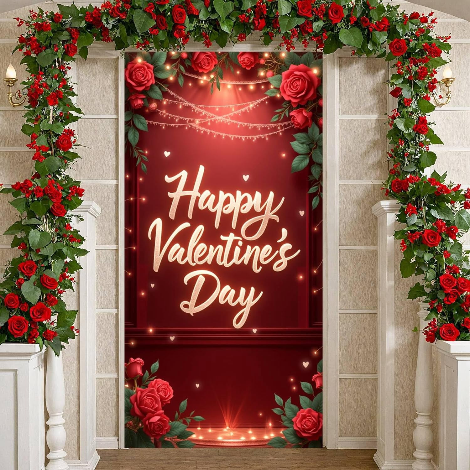 Happy Valentine''s Day Door Cover with 20ft Rope & 4 Grommets Large ...