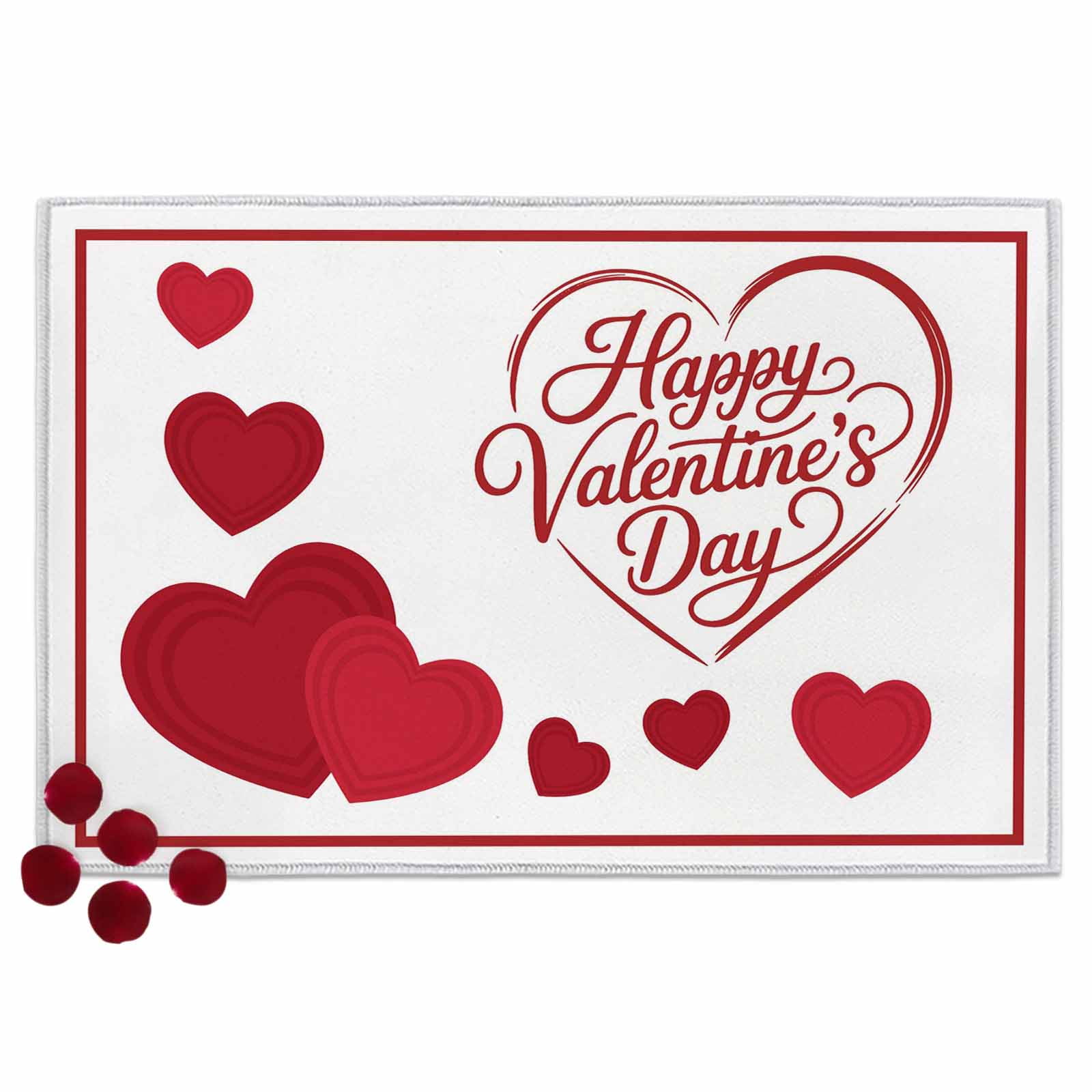 Happy Valentine's Day Door Mat Modern Red Love Heart Simple Line Non ...
