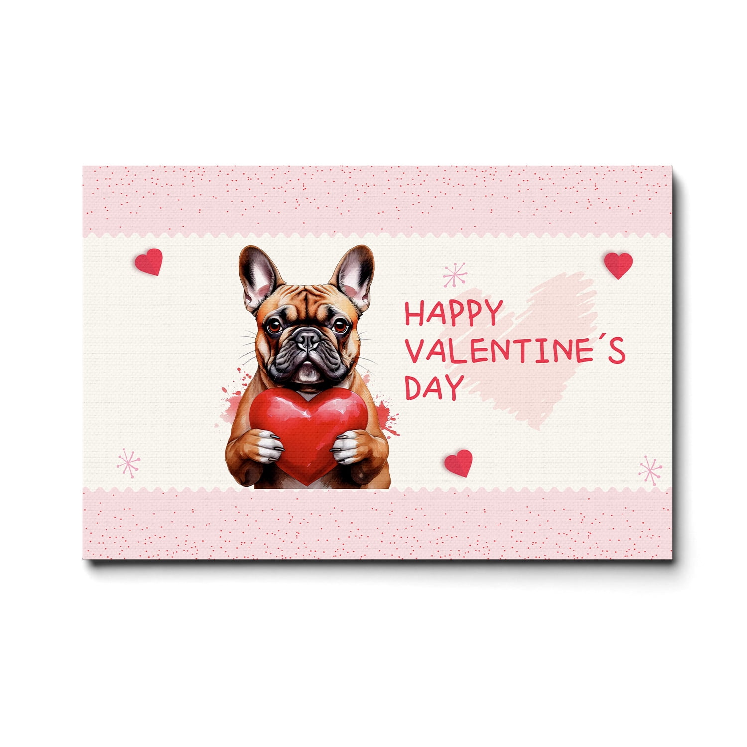 Happy Valentine's Day French Bulldog Brings Love Heart Horizontal Matte ...