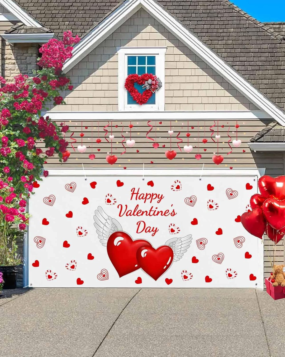 Happy Valentine''s Day Garage Door Banner Cover 6 x 13 ft, Angle Wings ...
