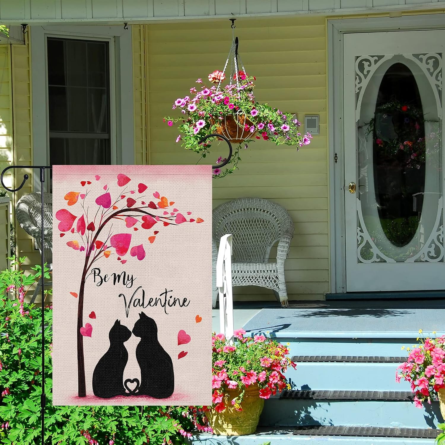 Happy Valentine's Day Garden Flag 12x18 Vertical, Burlap Small Be My ...