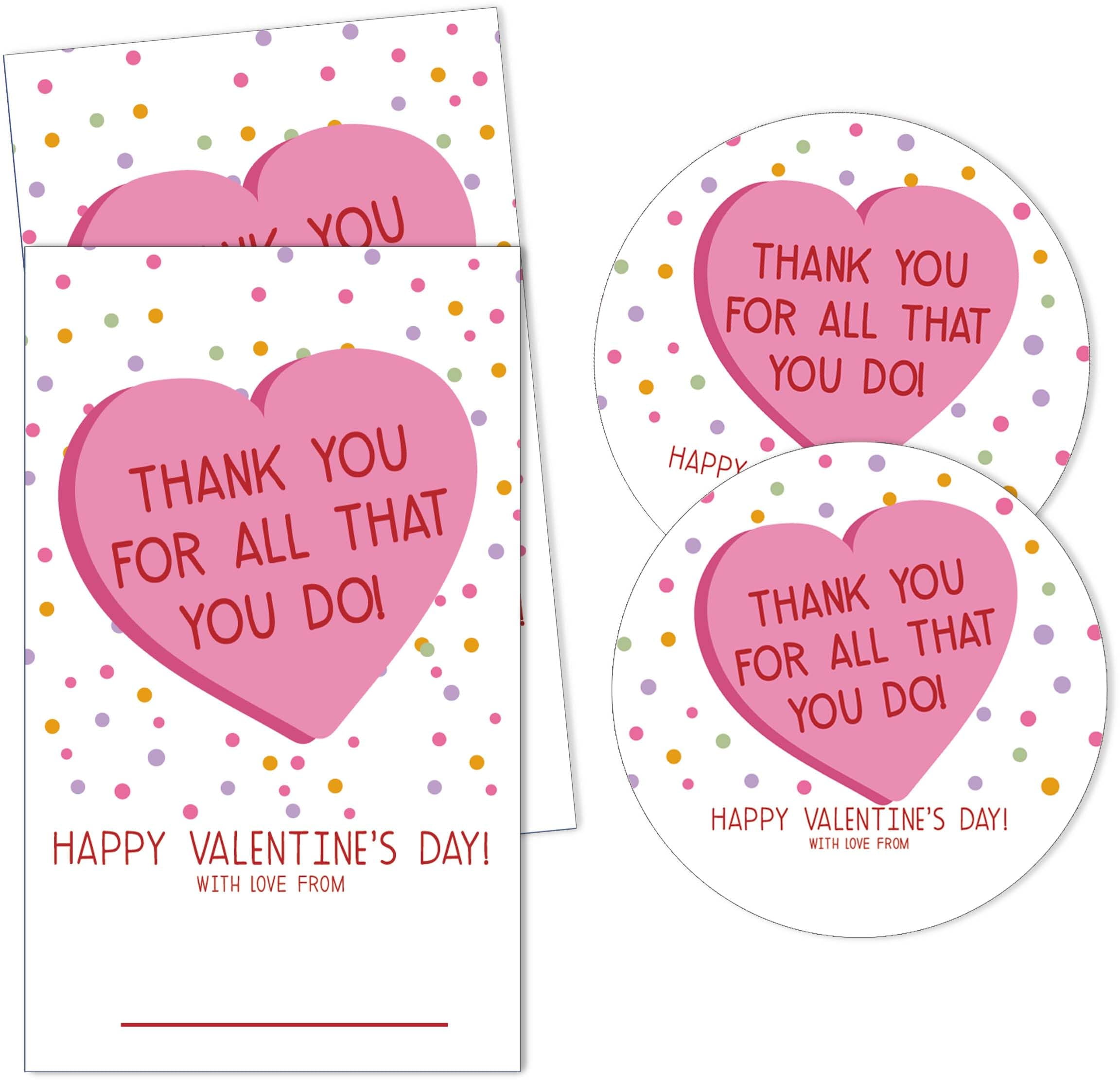 Happy Valentine's Day Gift Stickers Label-Thank You Gift Stickers tag ...