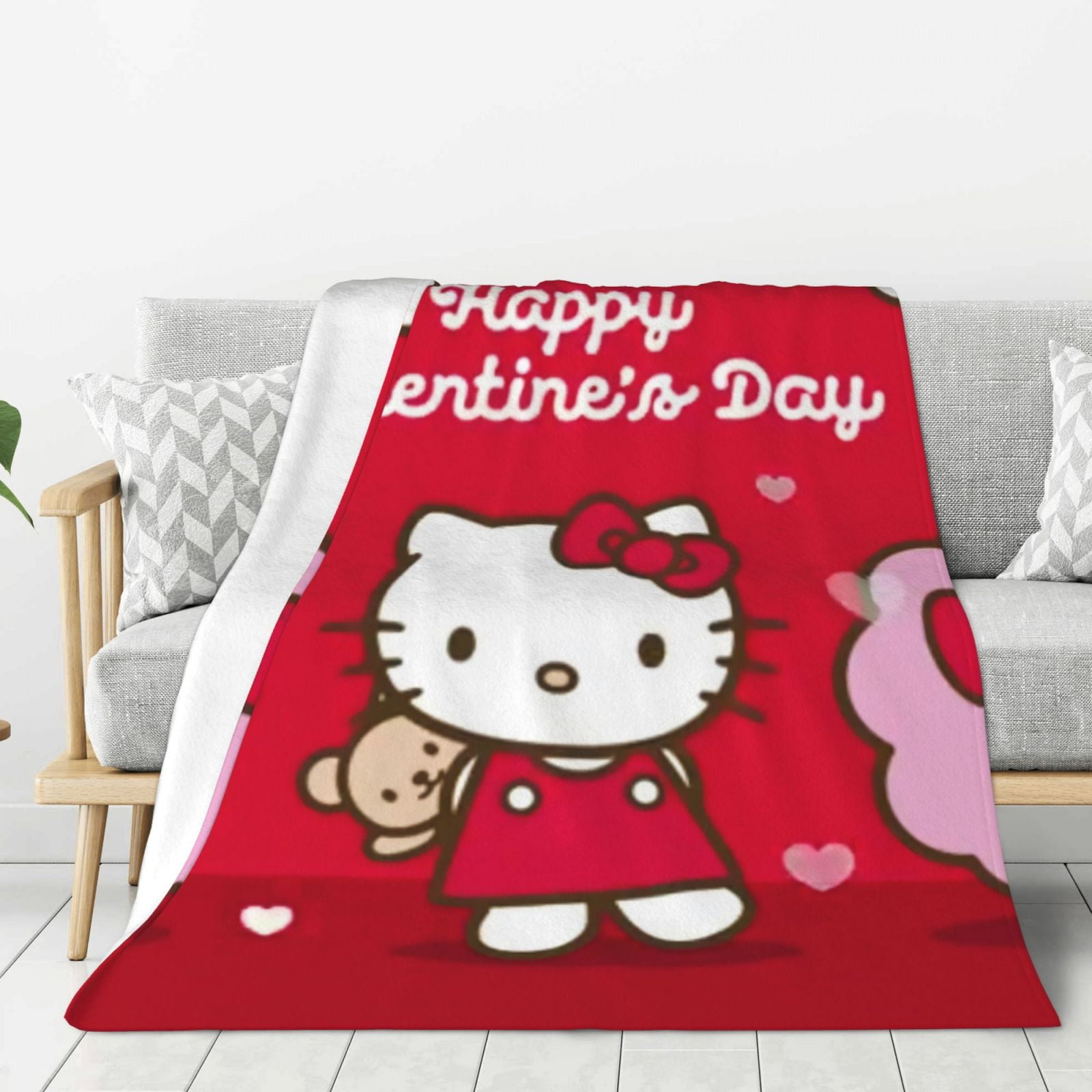 Happy Valentine's Day Hello Kitty Blankets,Flannel Blanket Throw for ...