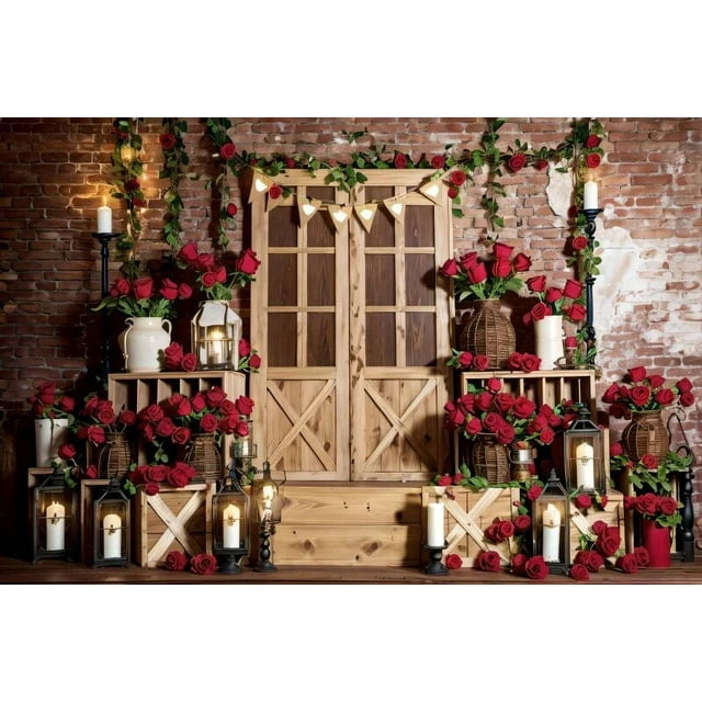 Happy Valentine's Day Interior Rose Photography Backdrop Window ...