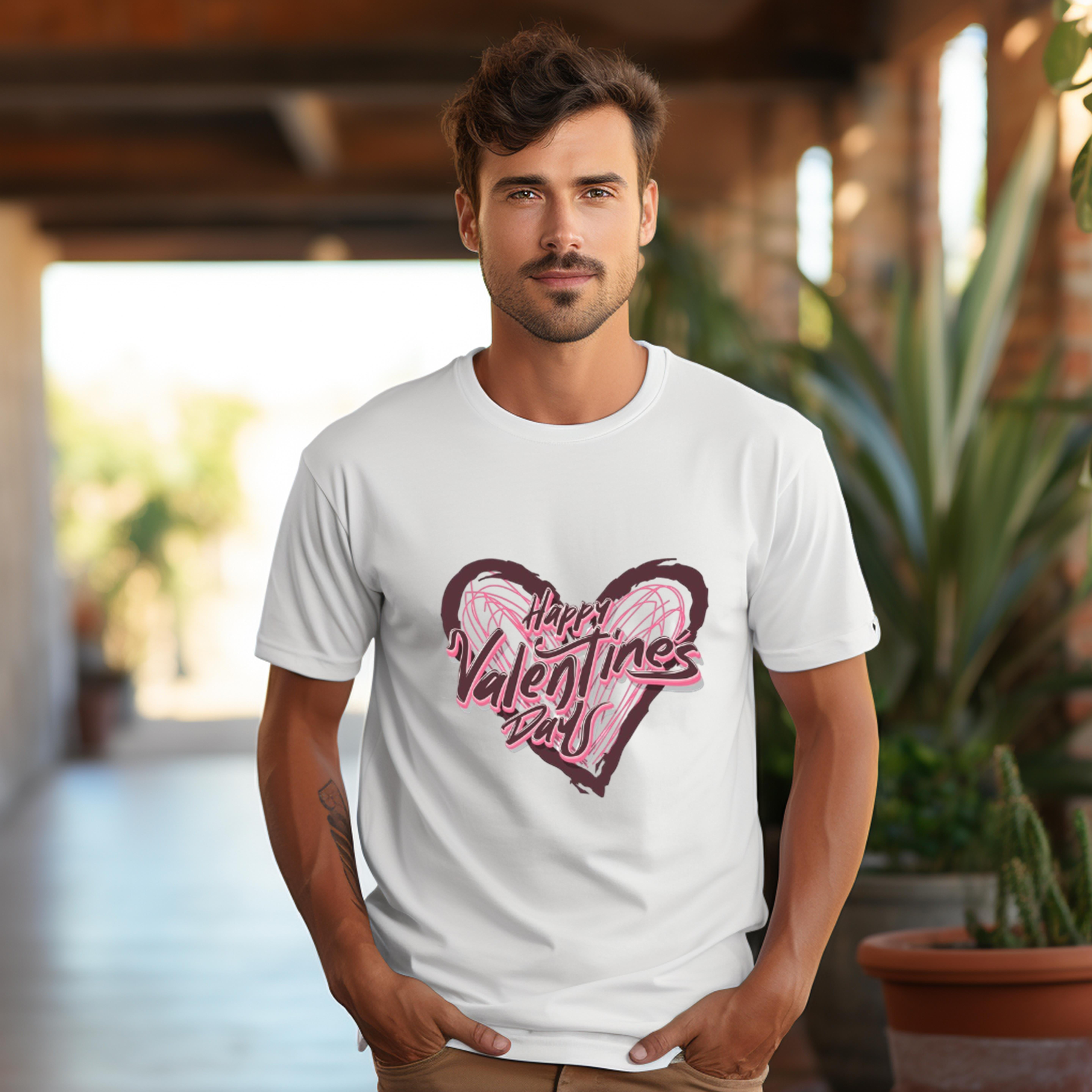 Happy Valentine's Day Lettering T-Shirt – Playful & Charming Design ...