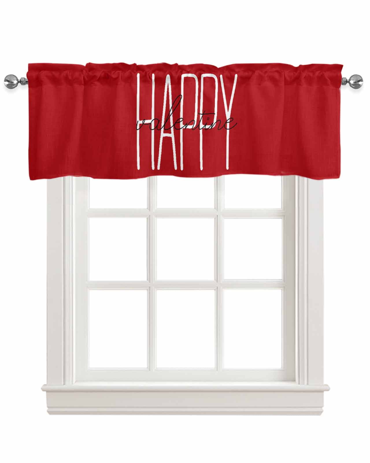 Happy Valentine's Day Linen Curtain Valance for Bedroom/Bathroom ...