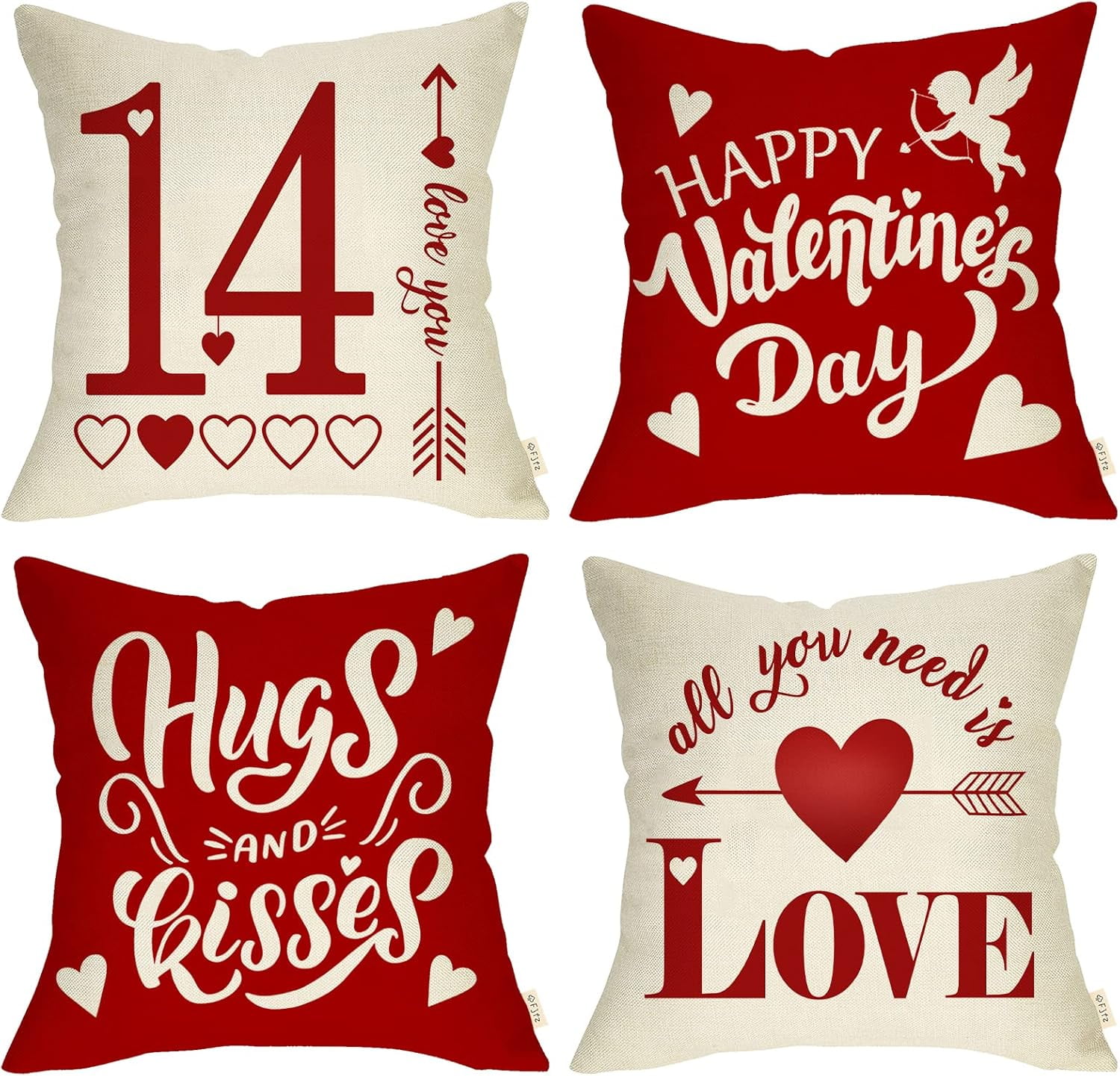 Happy Valentine''s Day Love Decorative Throw Pillow Covers 18 x 18 Set ...