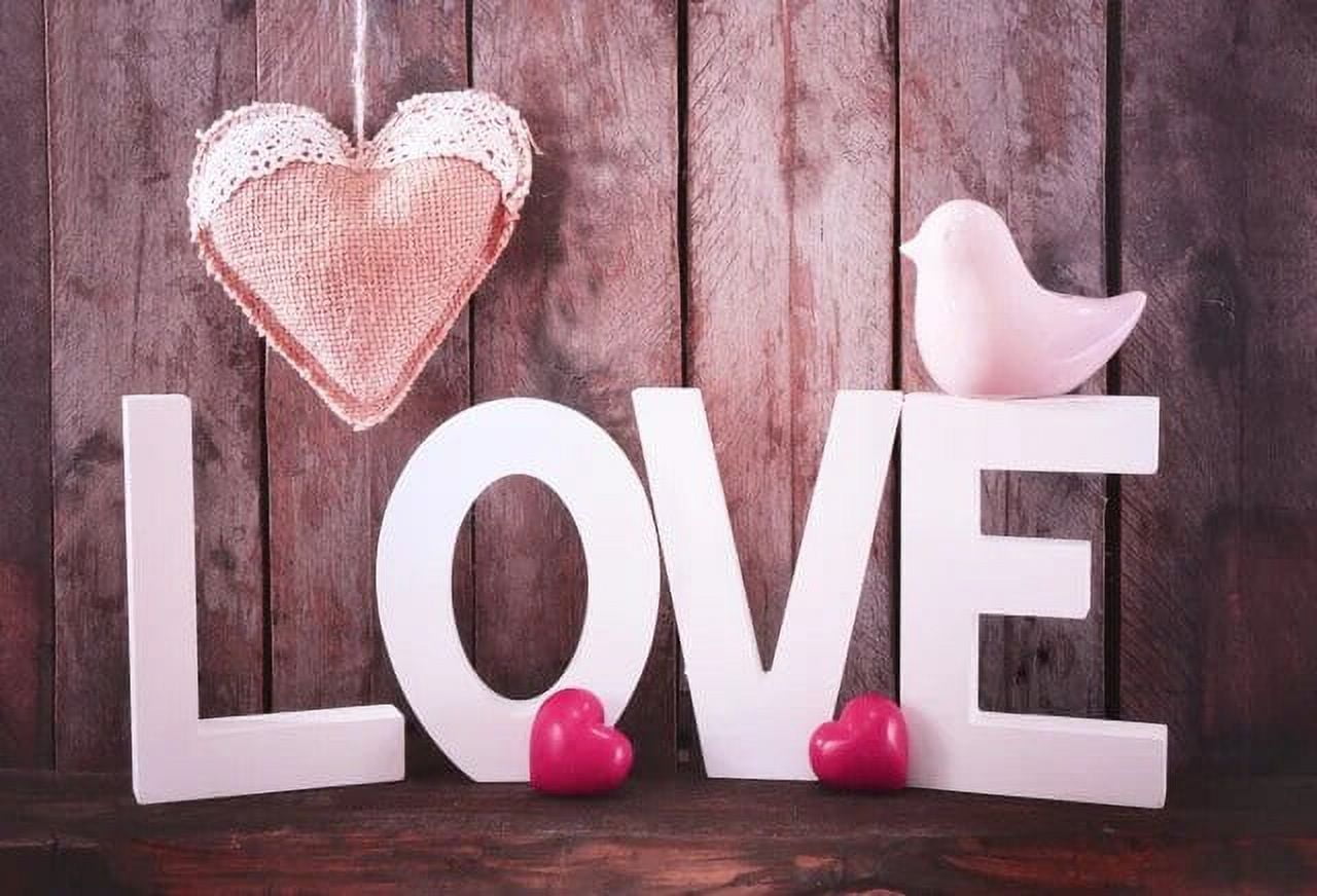 Happy Valentine's Day Love Heart Wooden Boards Wall Scene Photographic ...