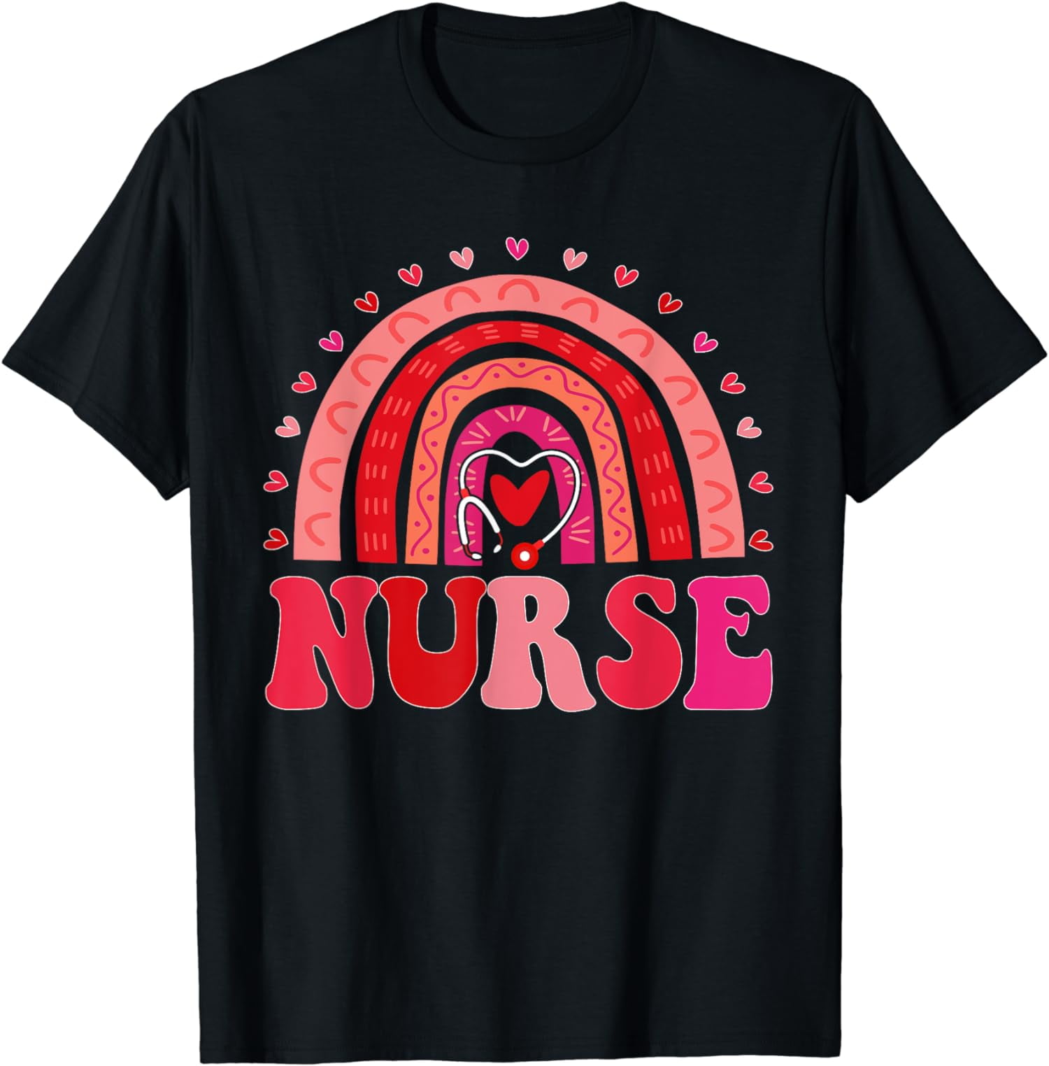 Happy Valentine's Day Nurse Rainbow Boho Retro Nurse Life T-Shirt ...